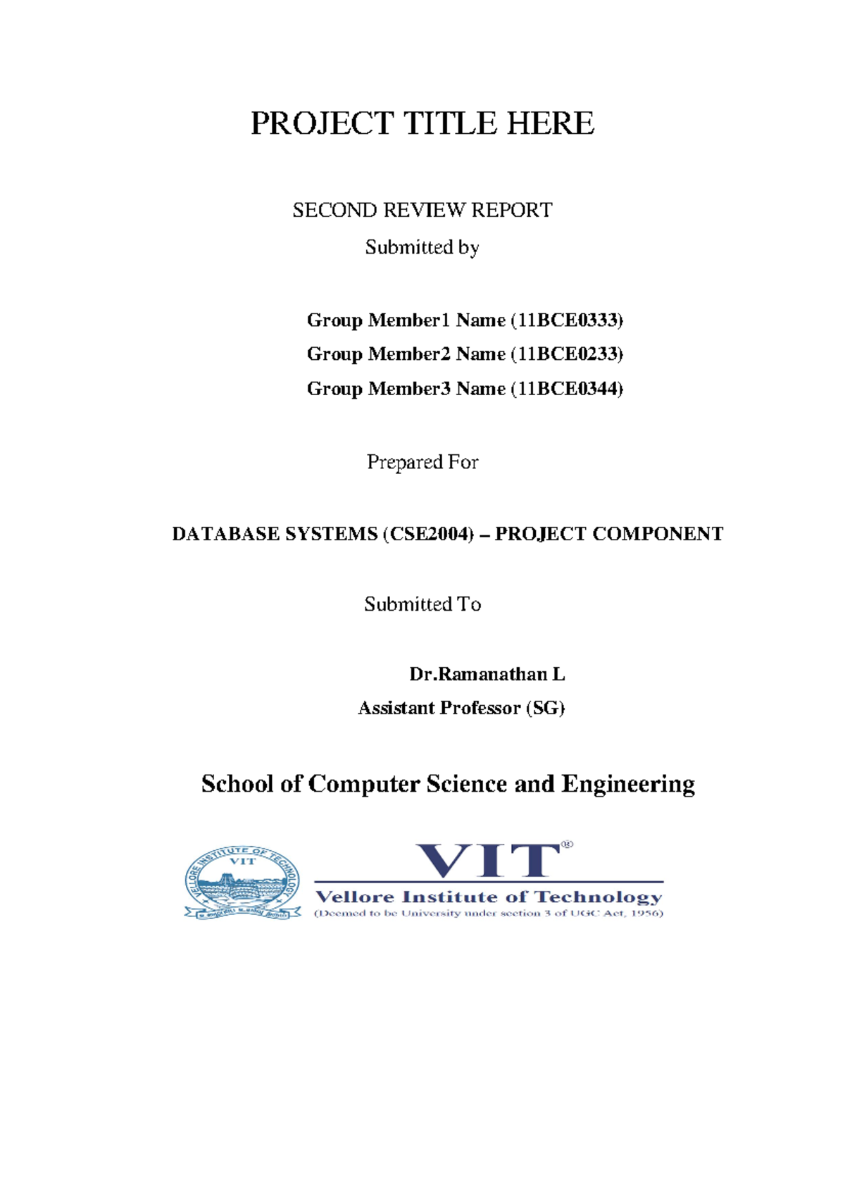 2nd Review Template - PROJECT TITLE HERE SECOND REVIEW REPORT Submitted ...