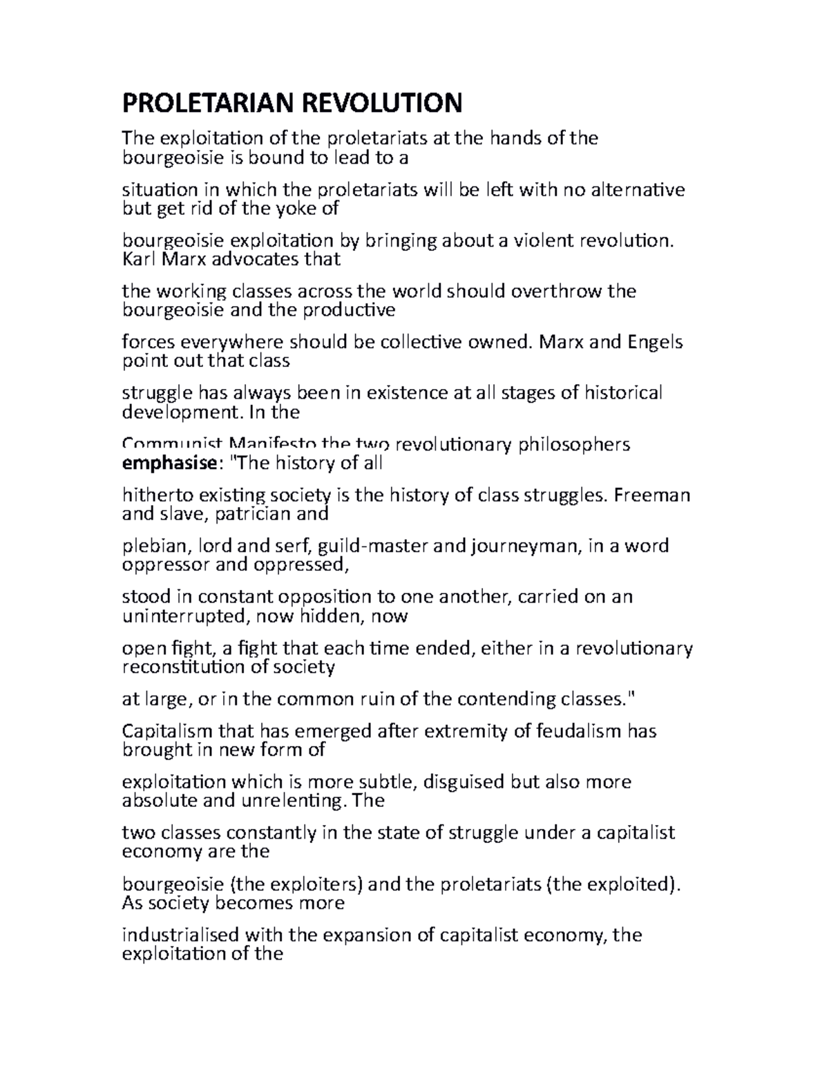 Proletarian Revolution - PROLETARIAN REVOLUTION The exploitation of the ...