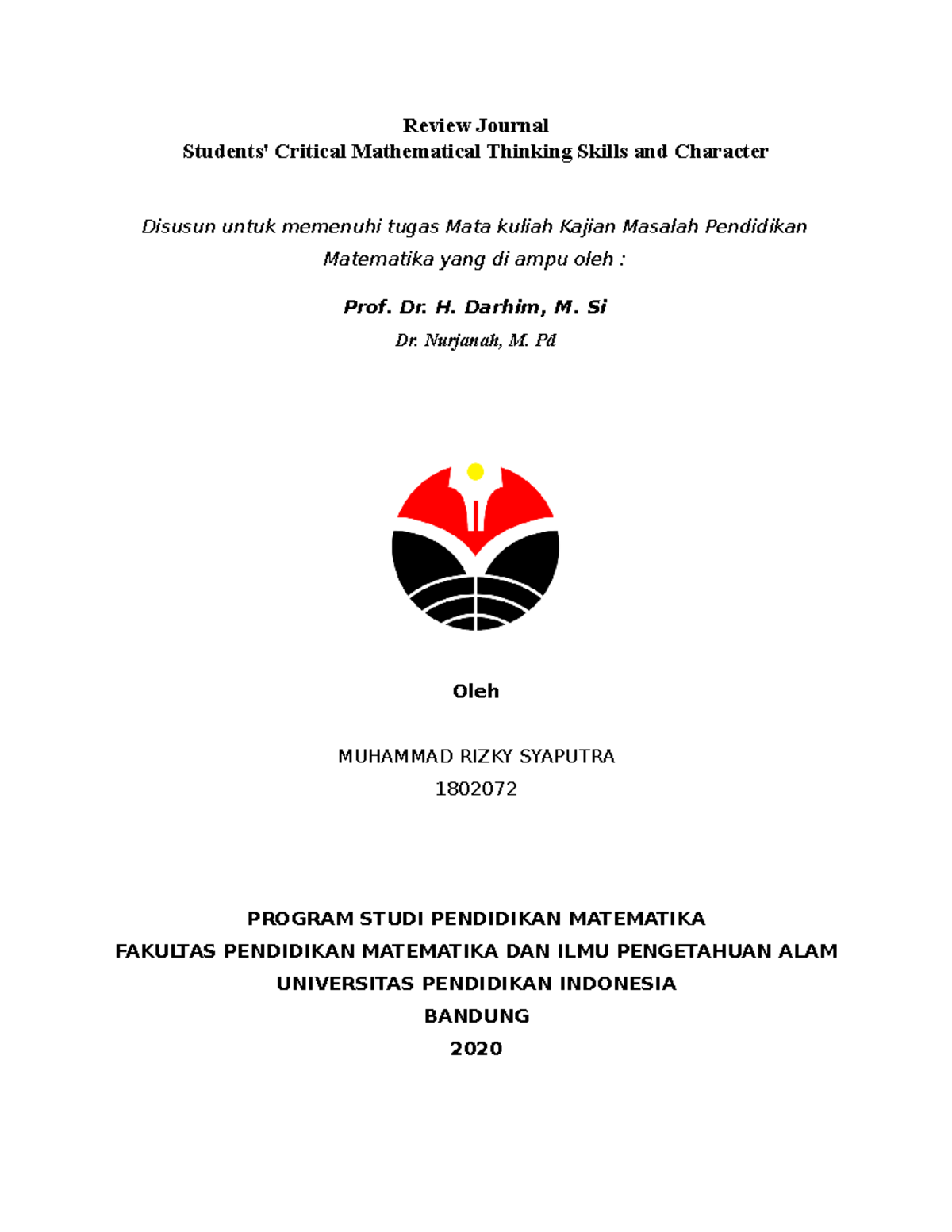 KMPM Tugas Review Jurnal 2 - Review Journal Students' Critical ...