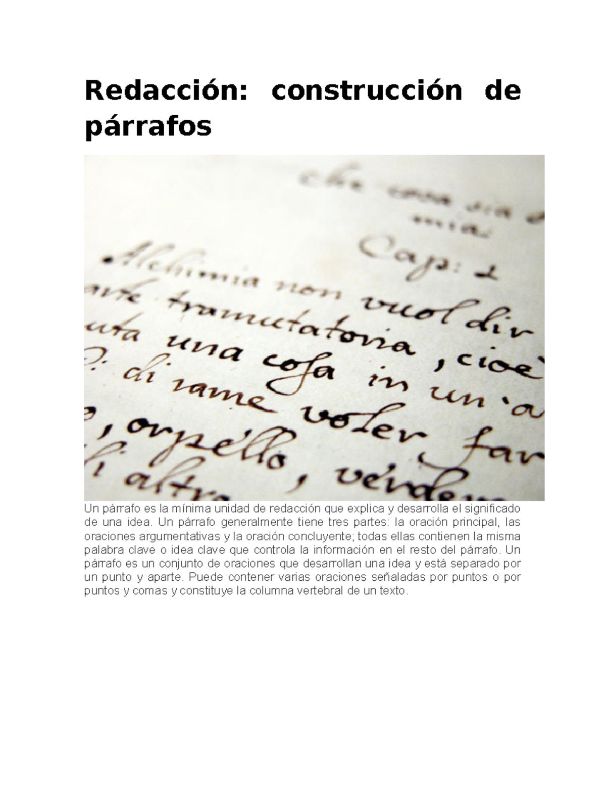 Párrafos - parrafos - Redacción: construcción de párrafos Un párrafo es ...