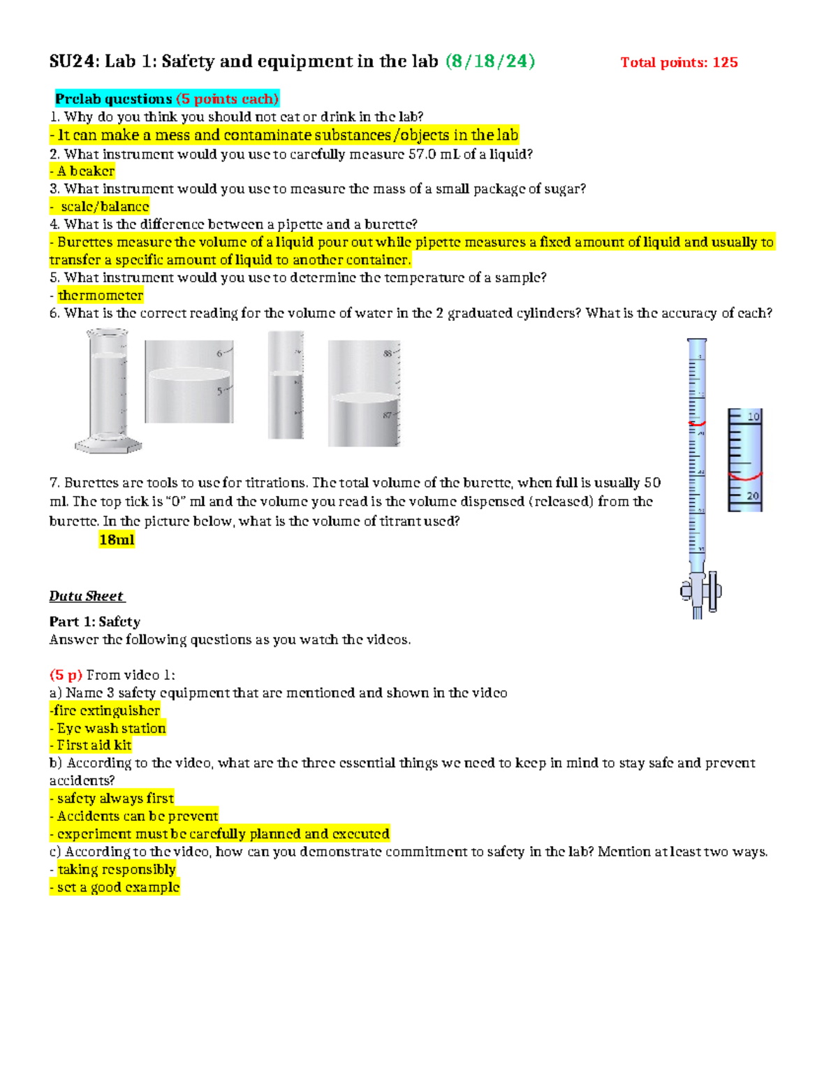 Lab 1- safety - assignment lab 1 - SU24: Lab 1: Safety and equipment in ...