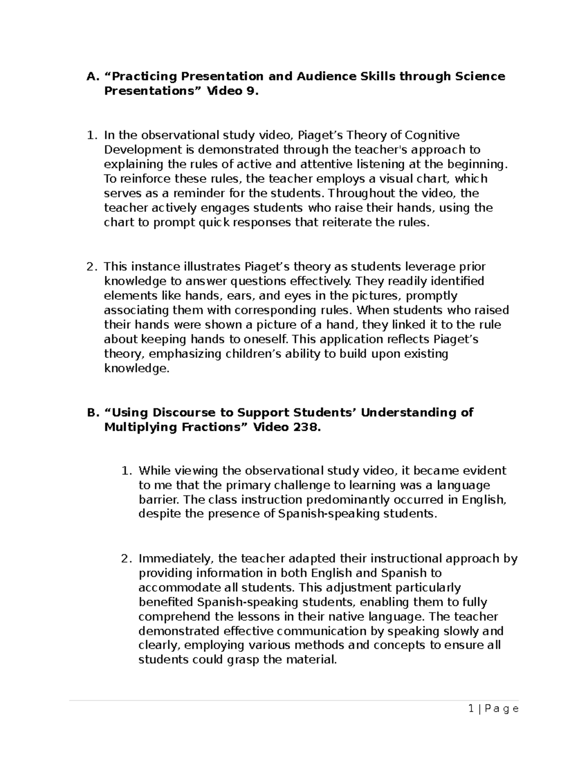 D094 Task 1 (passed first try) - A. “Practicing Presentation and ...