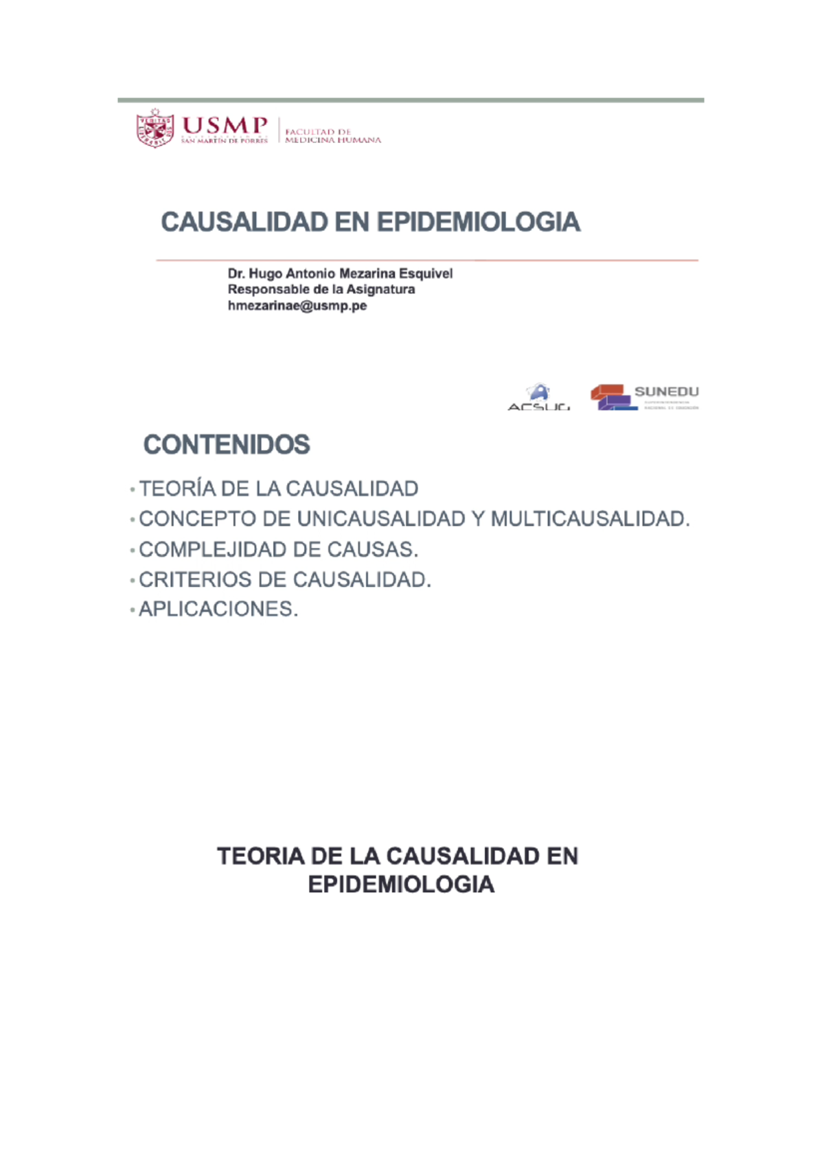 Clase 05 Epidem - EPIDEMIOLOGÍA - Studocu