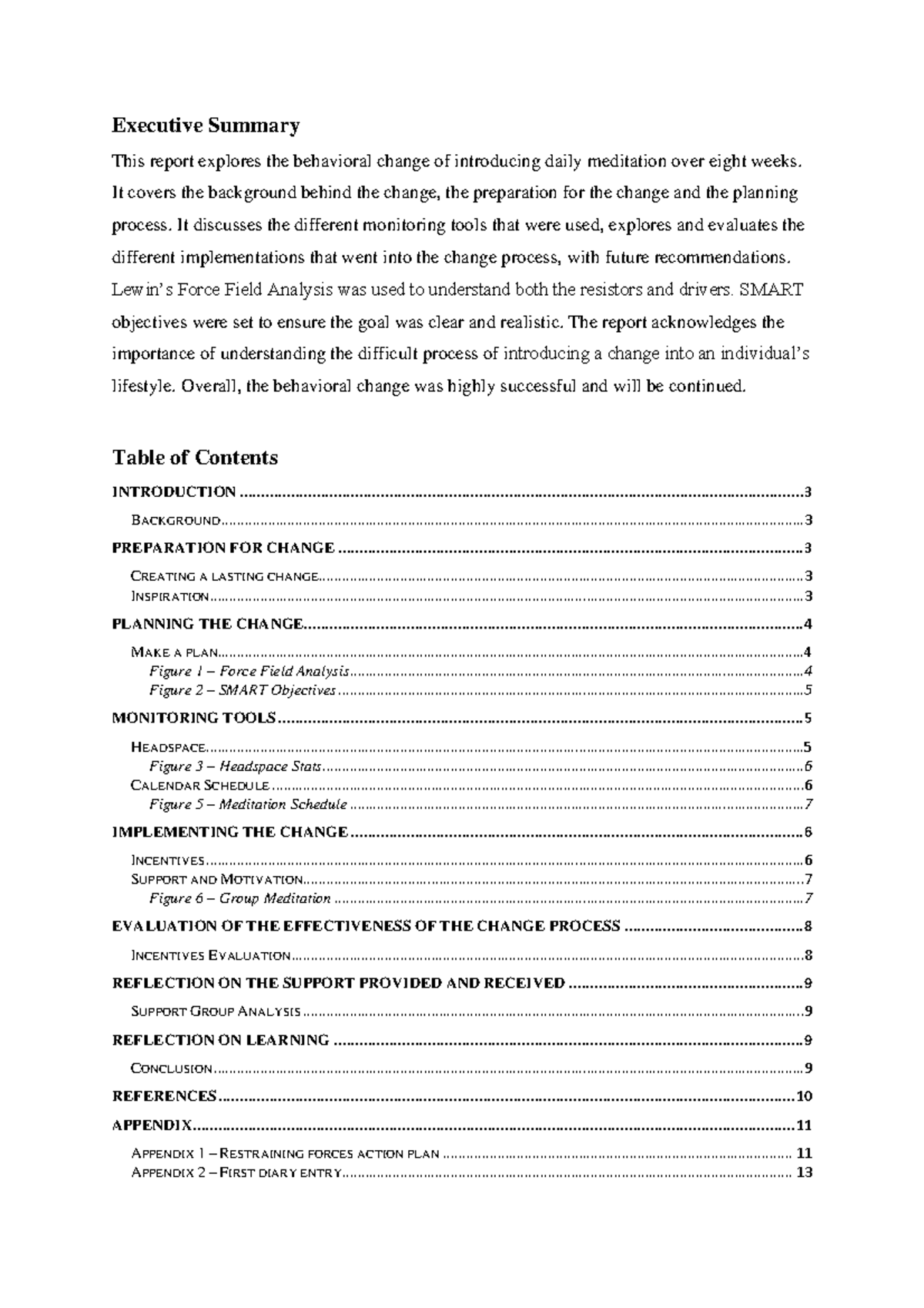 Change assignment - Executive Summary This report explores the ...