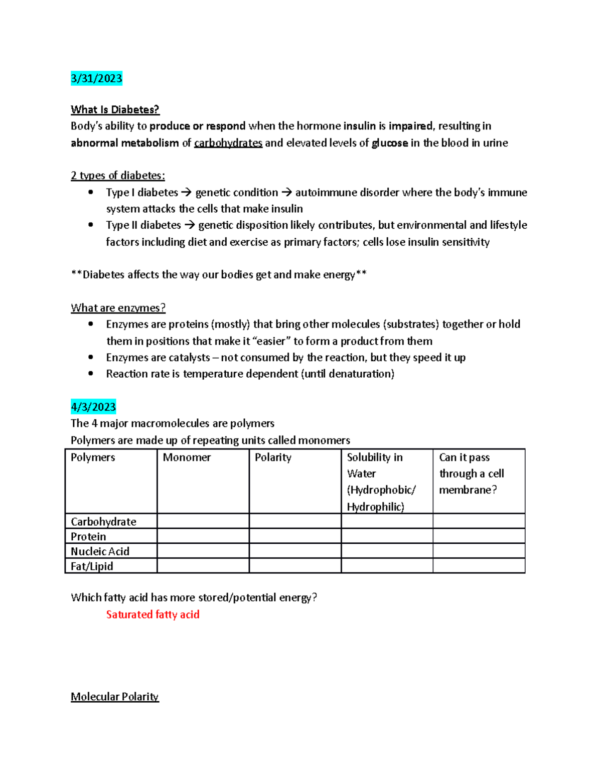 BIOL1108 Lecture Notes Exam 4 - 3/31/ What Is Diabetes? Body’s ability ...