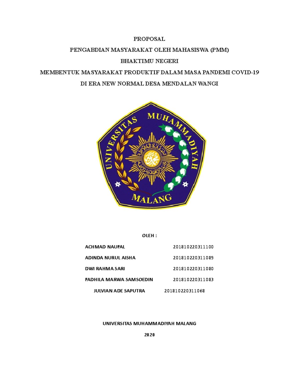 Contoh Proposal PMM (KKN) Desa Mendalan Wangi - PROPOSAL PENGABDIAN ...
