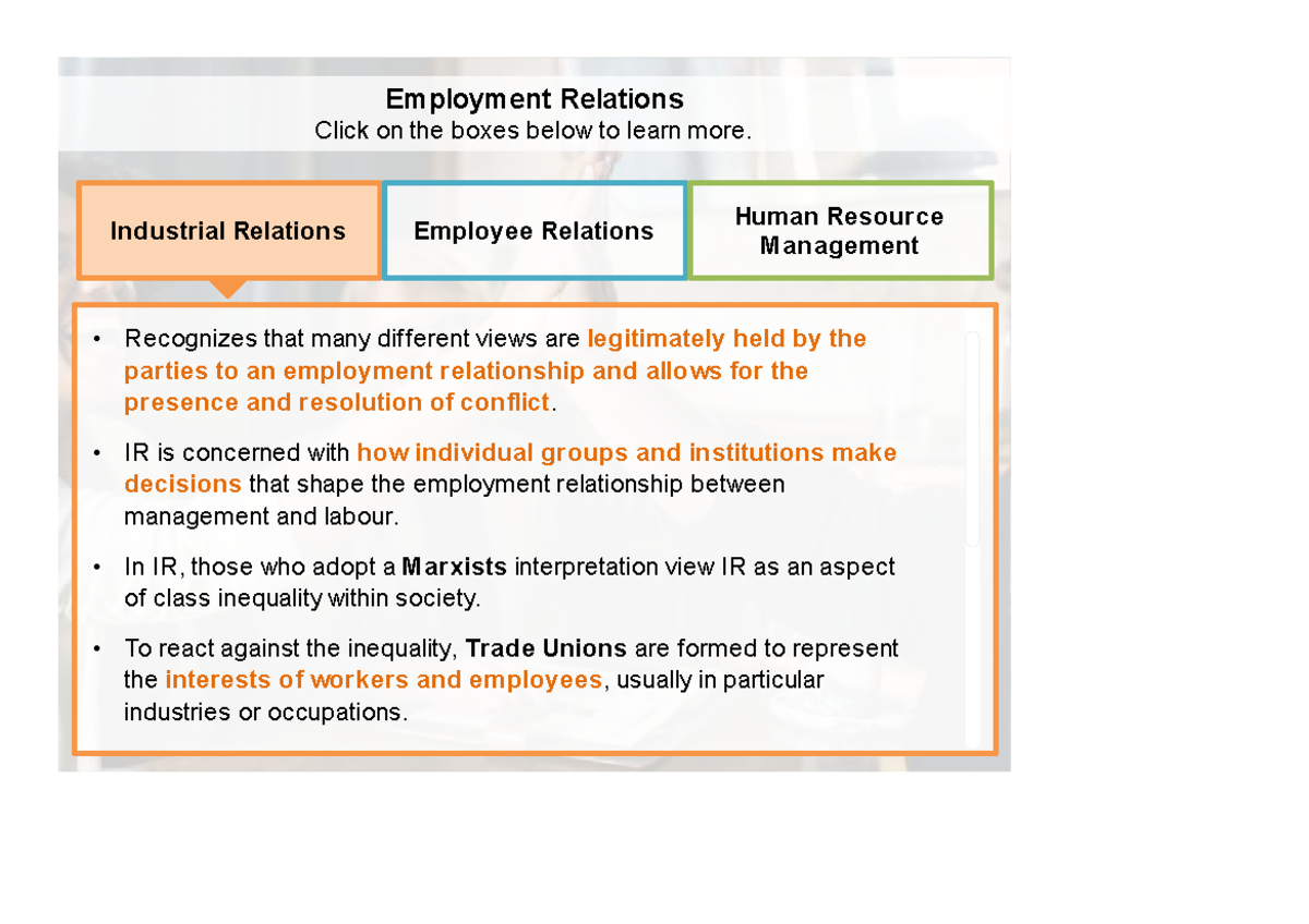 Lesson 1 - Employment relations - Employment Relations Click on the ...