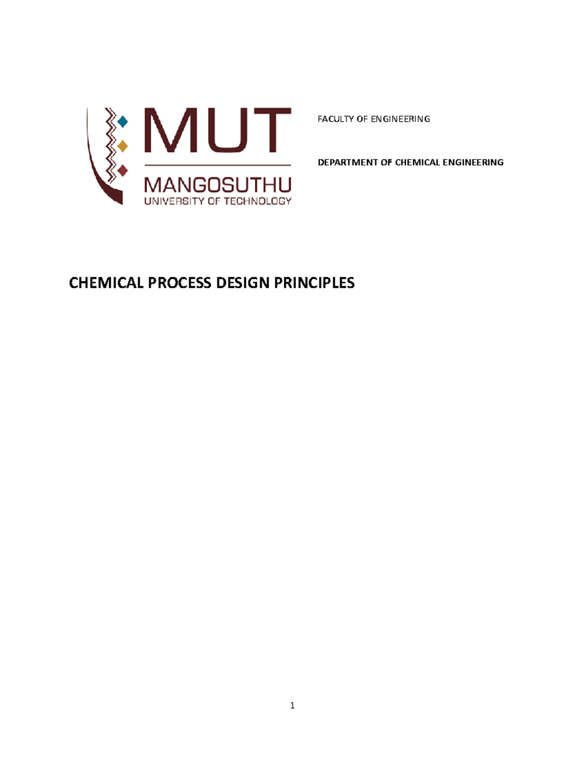 Design S3 WORK - FACULTY OF ENGINEERING DEPARTMENT OF CHEMICAL ...