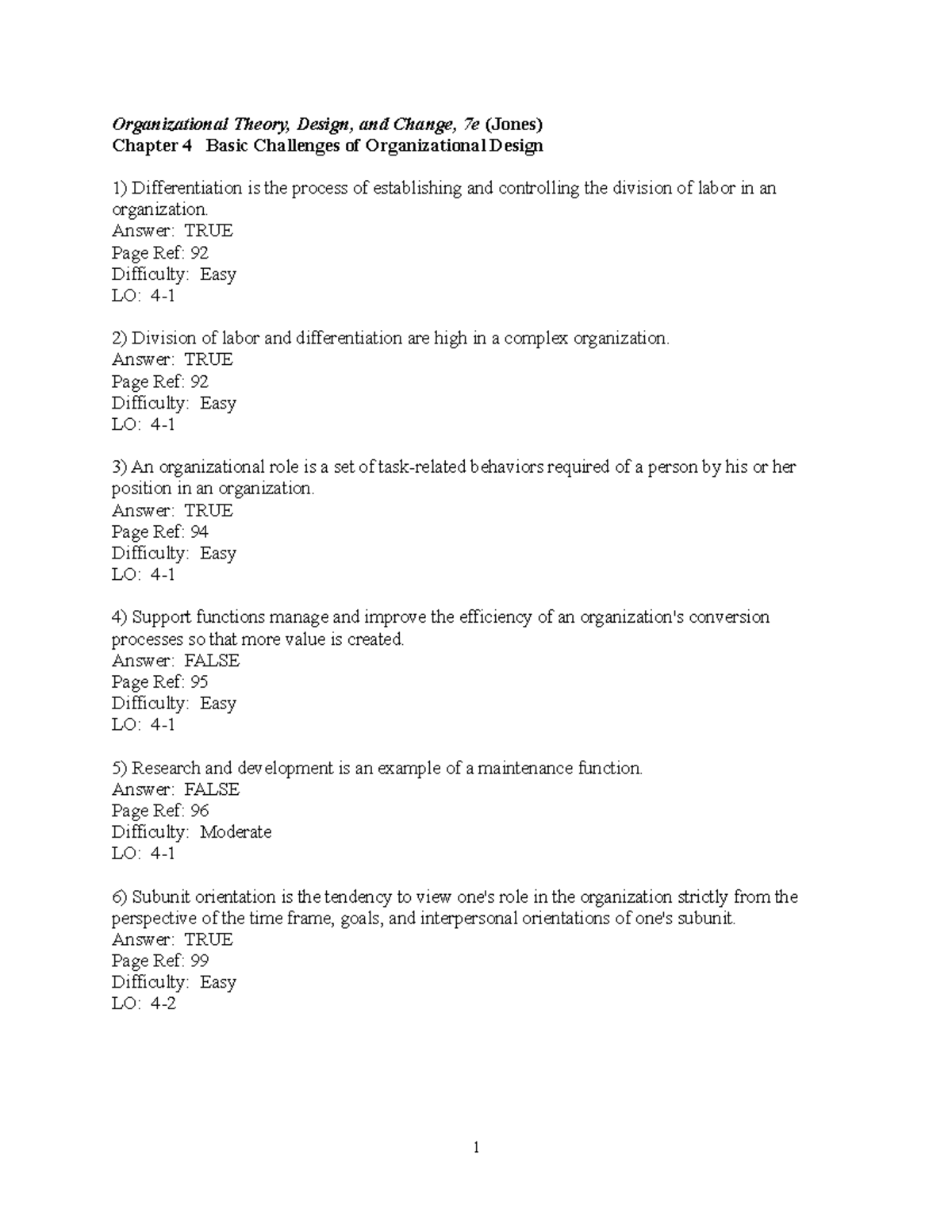 Organisational Structure and HR Alignment Test Banks Chapter 4 ...