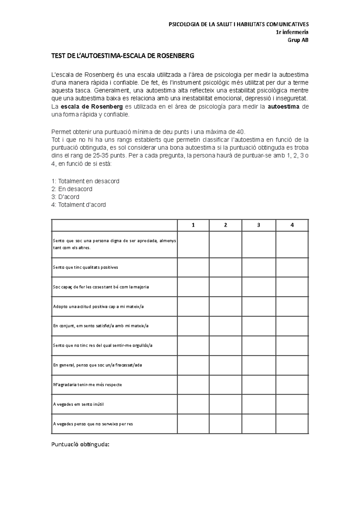 Escala de Rosenberg-test - Psicologia - UNED - Studocu