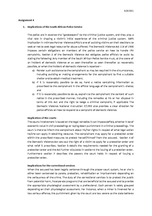 SJD1501 (777787) - assignment 7 - Name: Itumeleng Minnaar Student no ...