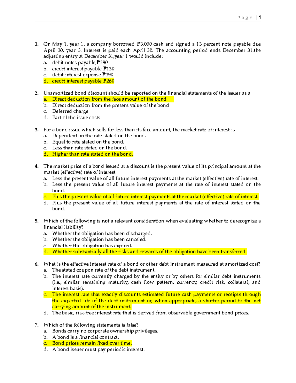 IA2 FINAL EXAM TESTBANK - On May 1, year 1, a company borrowed ₱3,000 ...