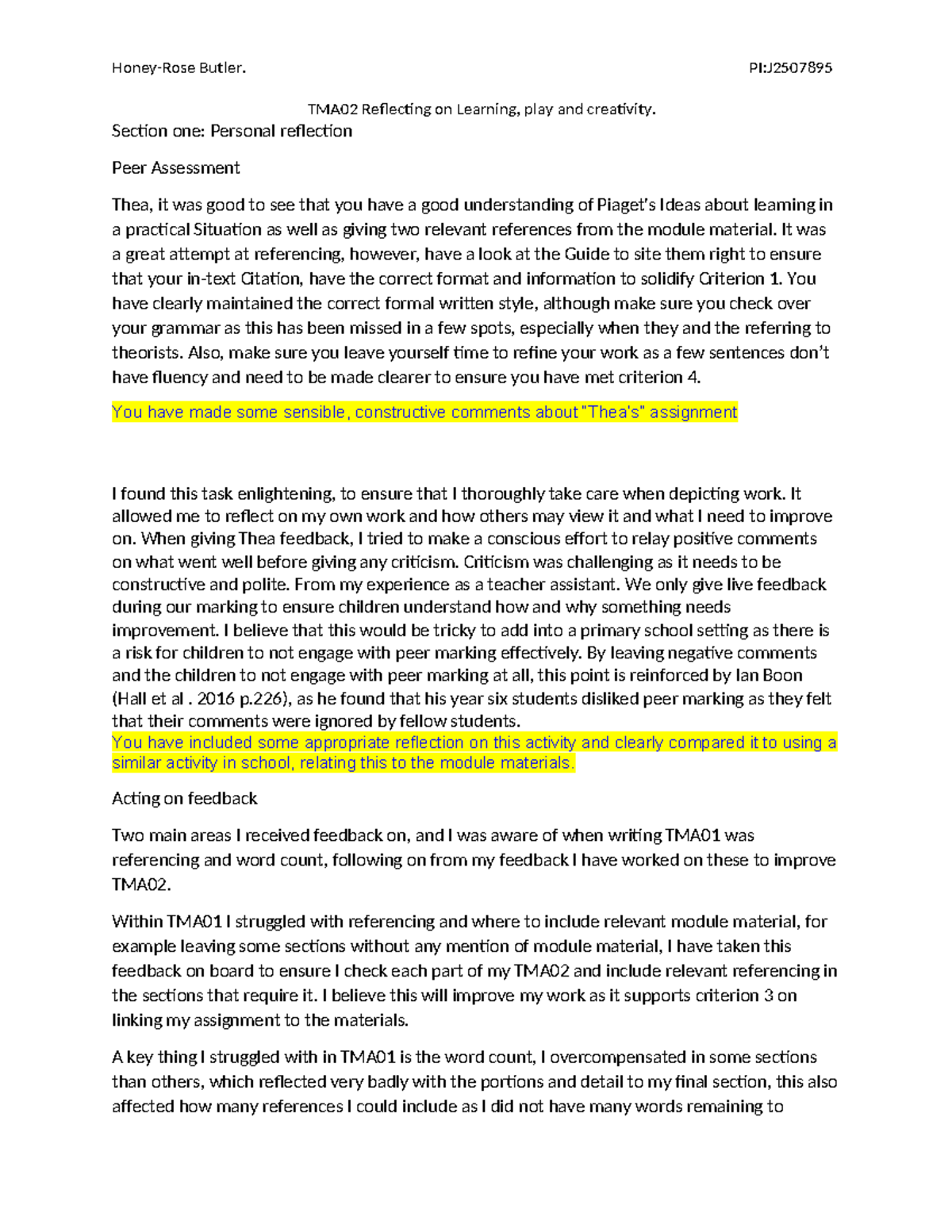 E103 TMA02 copy - tma 02 e103 - TMA02 Reflecting on Learning, play and ...