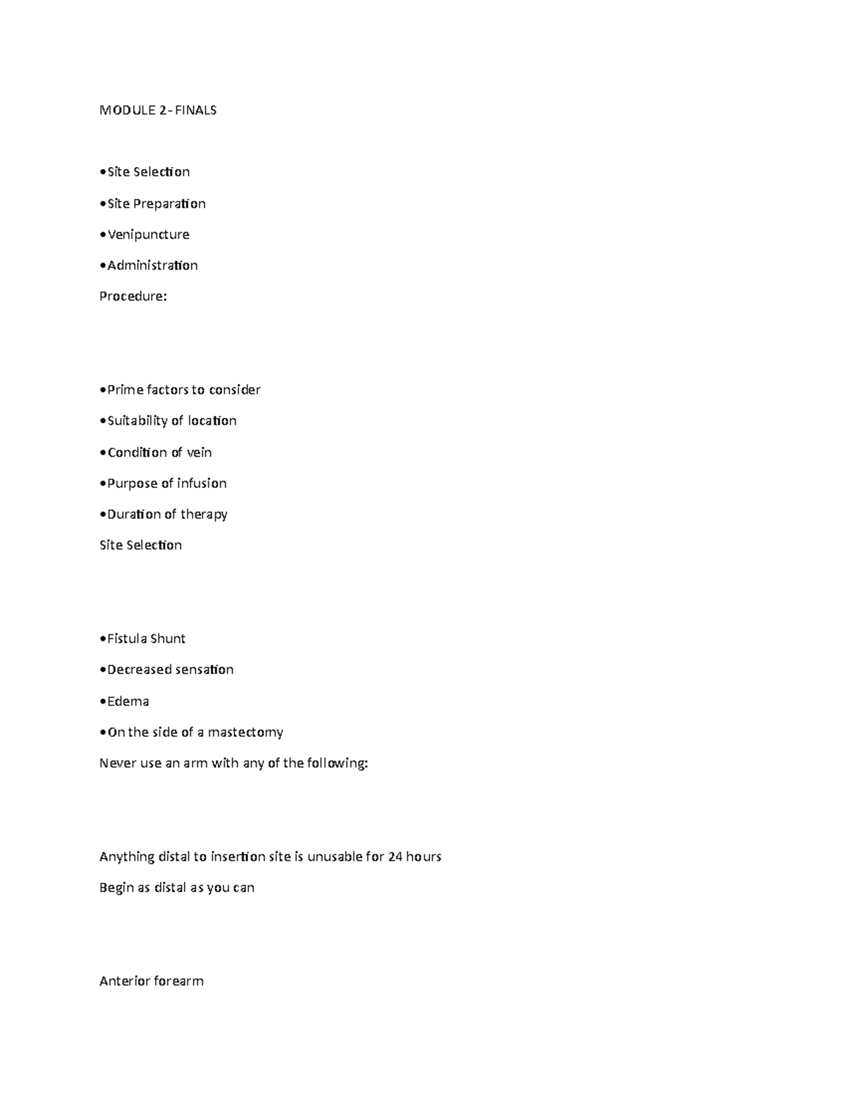 Module 2 - reviewer - MODULE 2- FINALS •Site Selection •Site ...