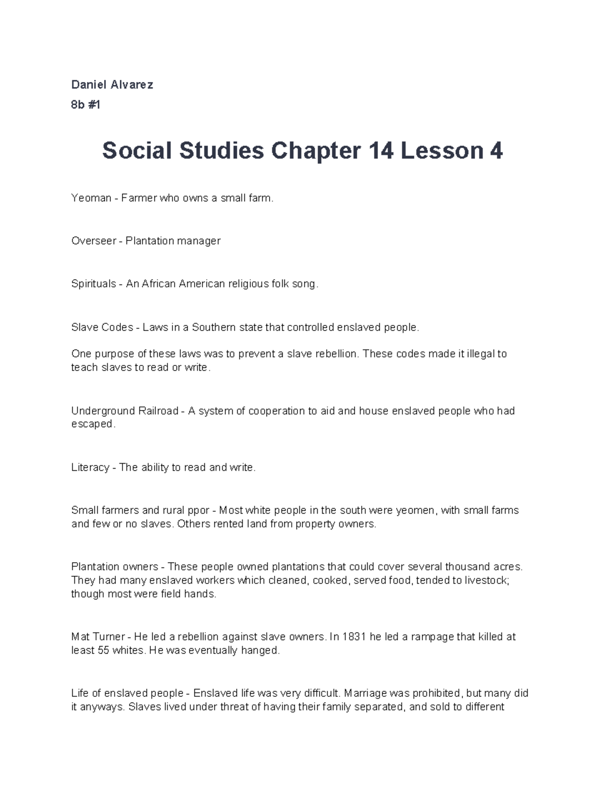Social Studies Chapter 14 Lesson 4 - Daniel Alvarez 8b Social Studies ...