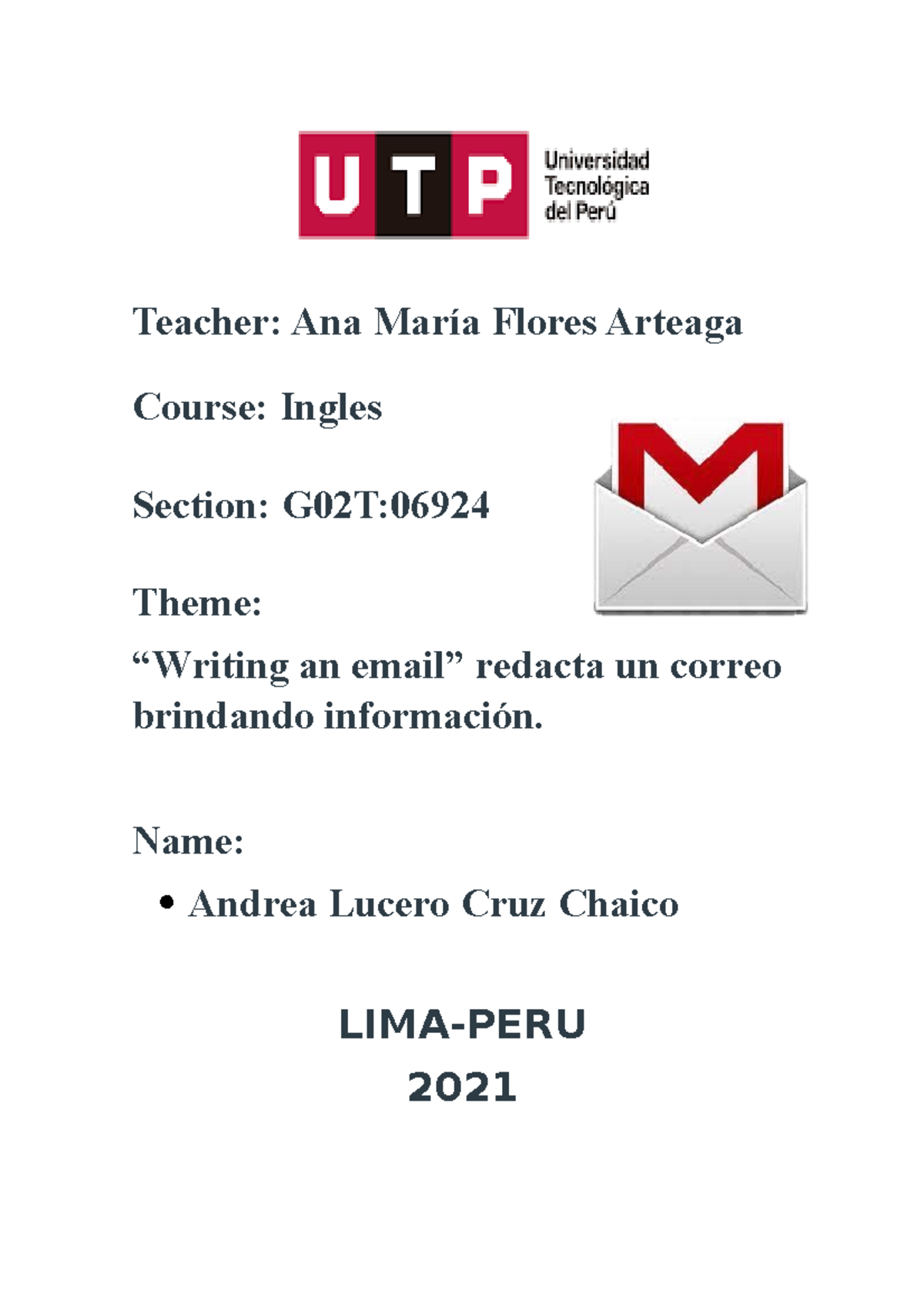 “Writing an email” redacta un correo brindando información - Teacher ...