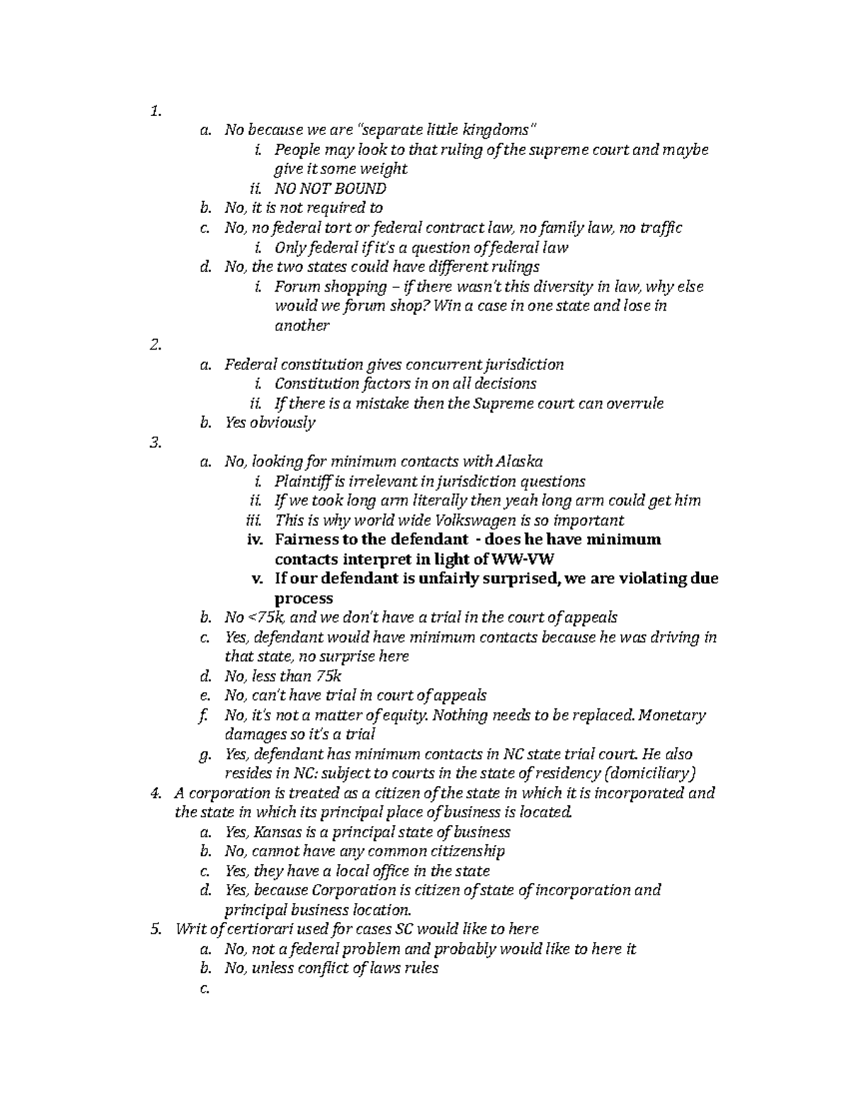 Law qs - LGST 101 questions - 1. a. No because we are “separate little kingdoms” i. People may ...