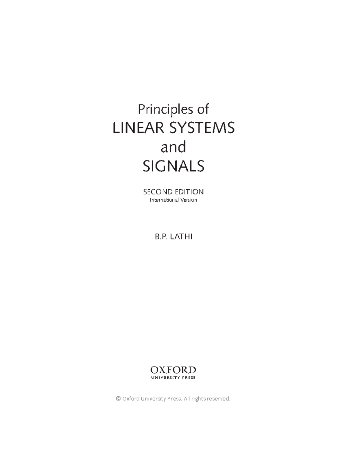 Introduction to signal and systems - Principles of LINEAR SYSTEMS and ...