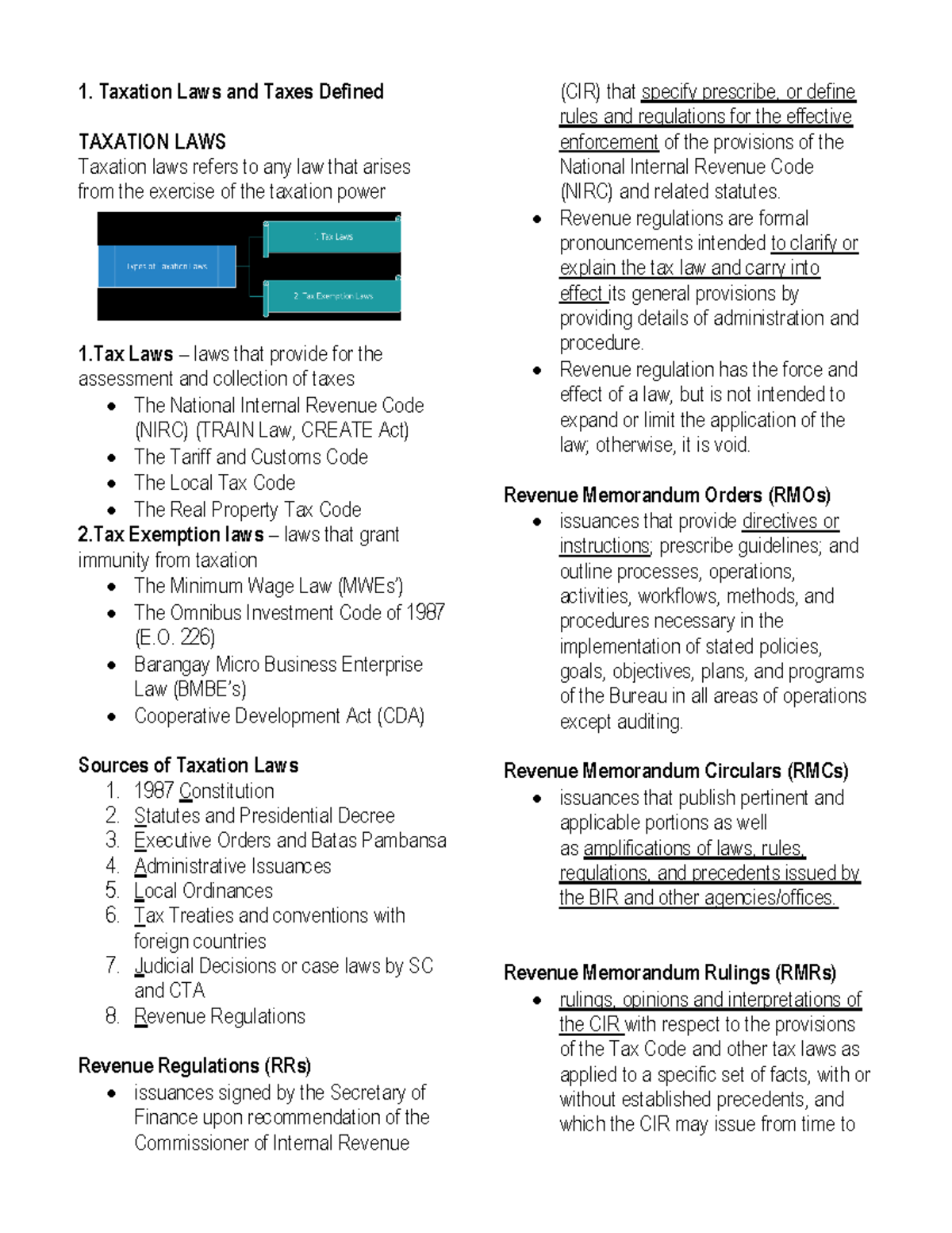 TAxation lesson 2 - 1. Taxation Laws and Taxes Defined TAXATION LAWS ...