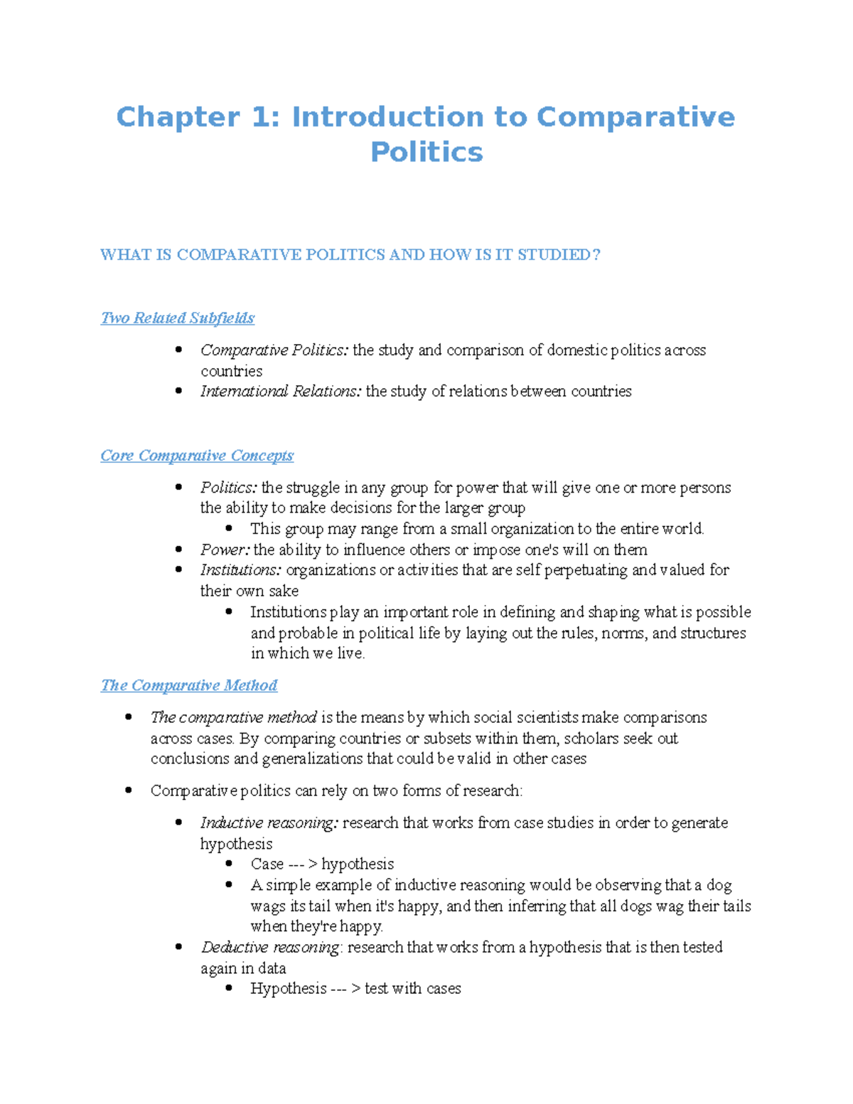 Chapter 1 - Introduction to Comparative Politics - Chapter 1 ...