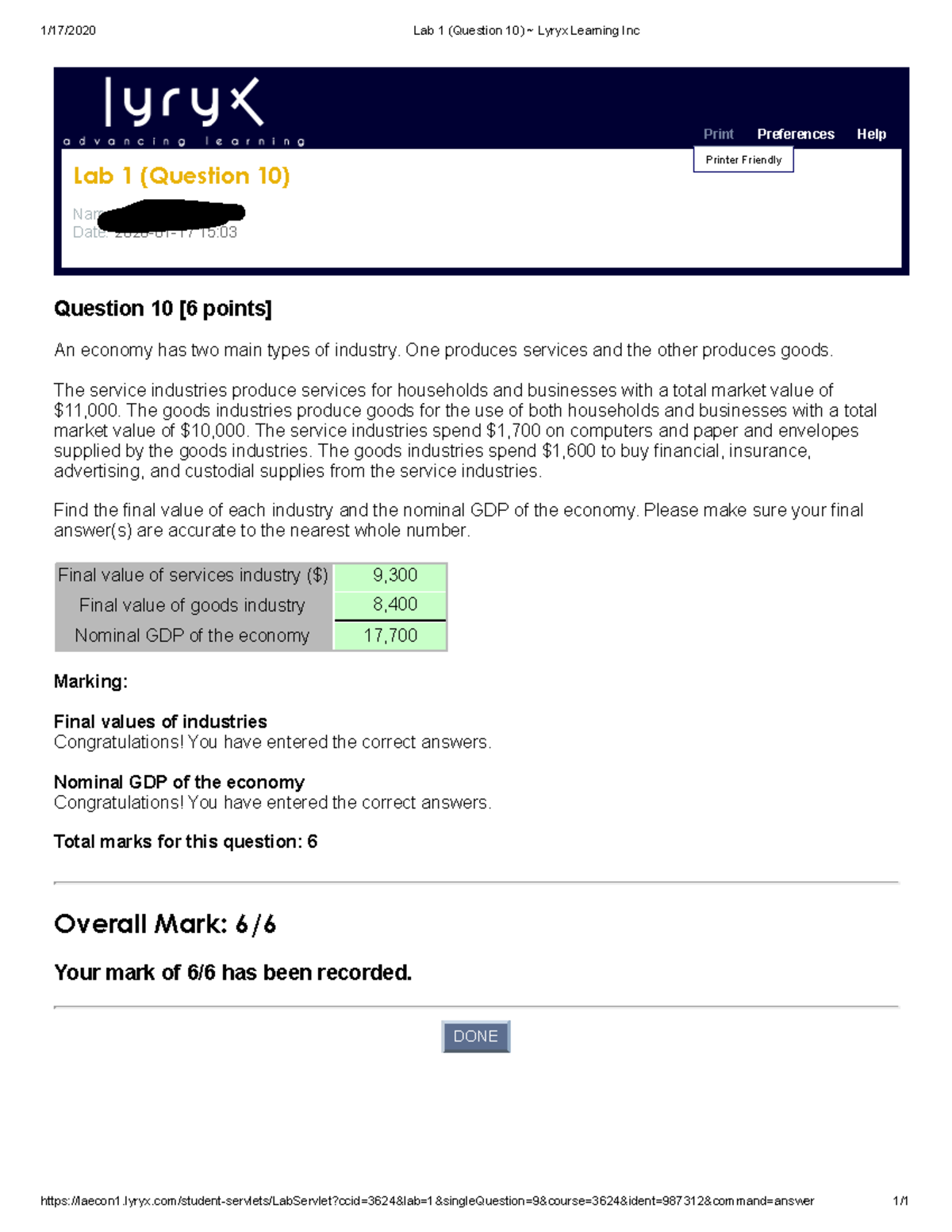 Lab 1 (Question 10) Lyryx Learning Inc - 1/17/2020 Lab 1 (Question 10 ...