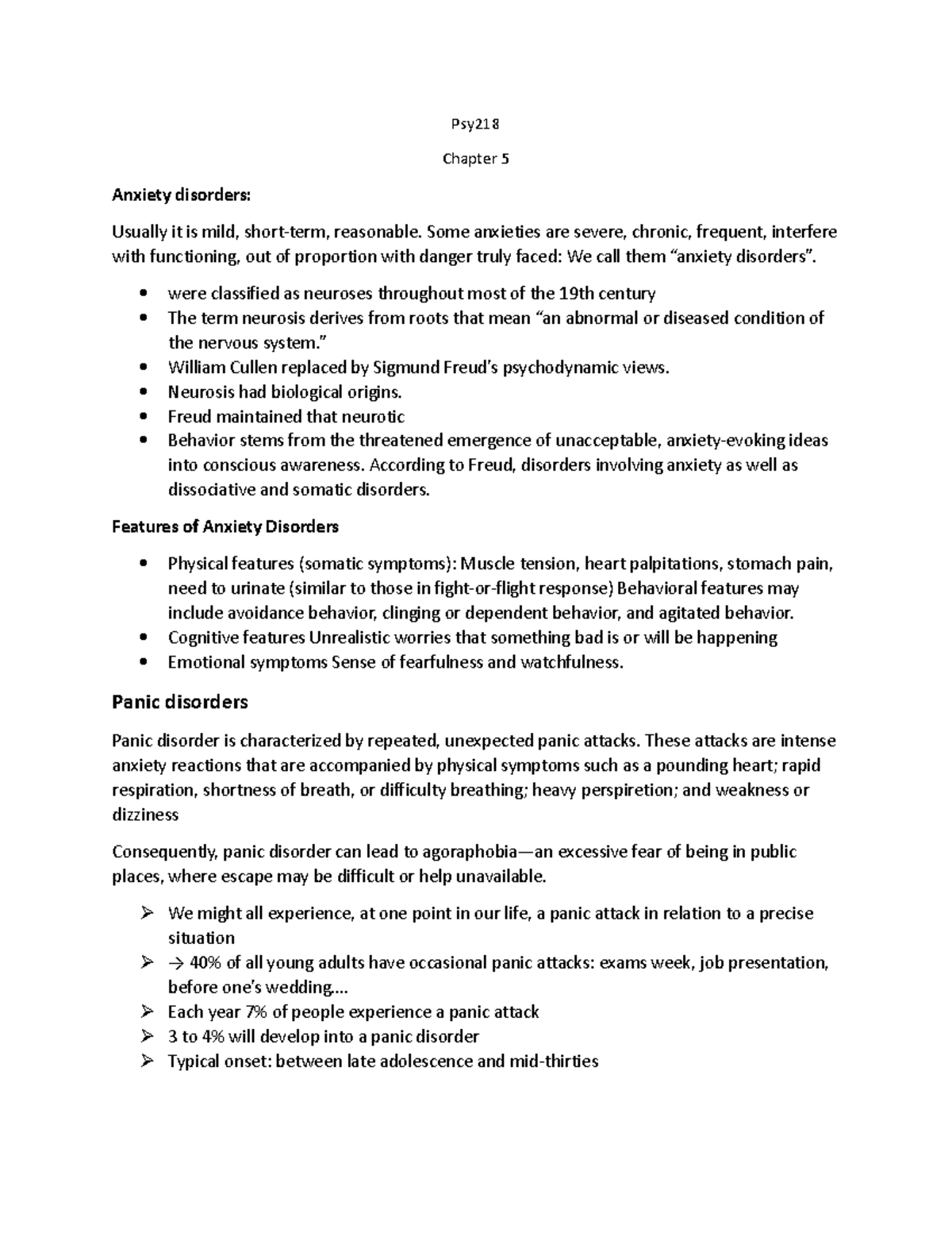 Chapter 5 - Psy Chapter 5 Anxiety disorders: Usually it is mild, short ...