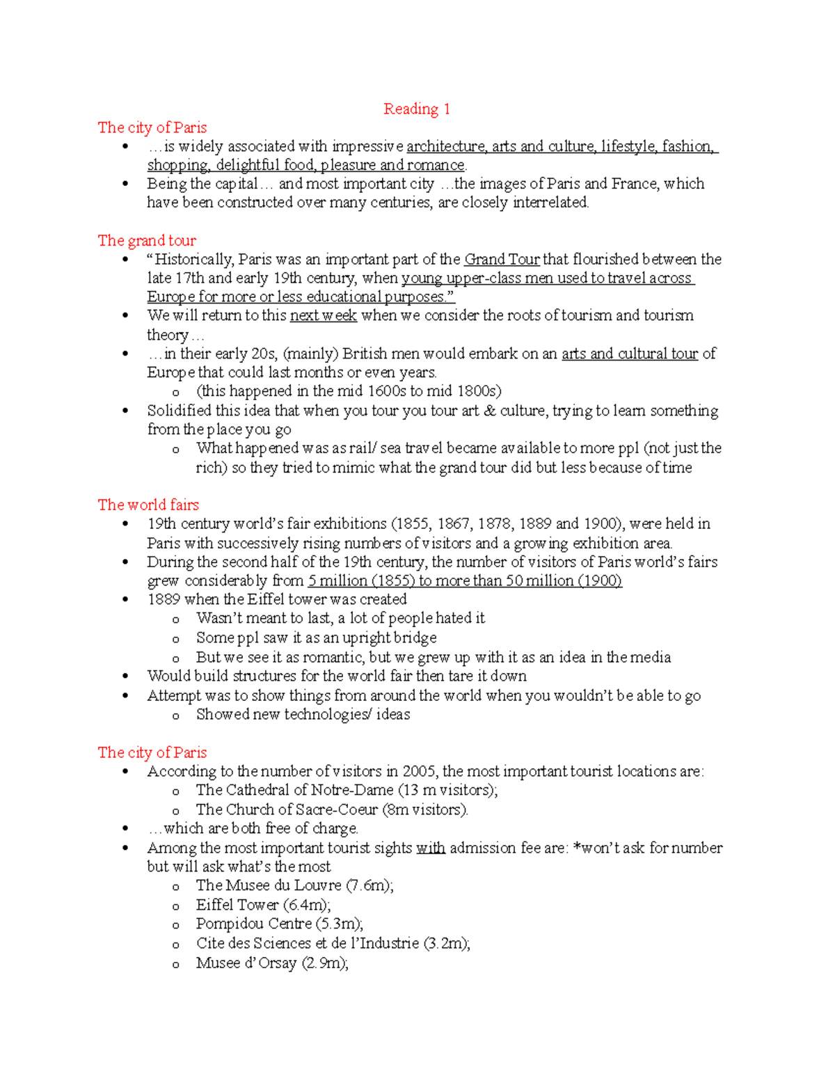 Class 5 - Reading 1 The city of Paris .. widely associated with ...