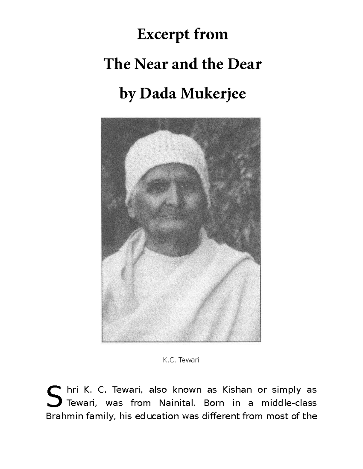 KC Tewari Chapter Near and the Dear 2022 - S Excerpt from The Near and ...