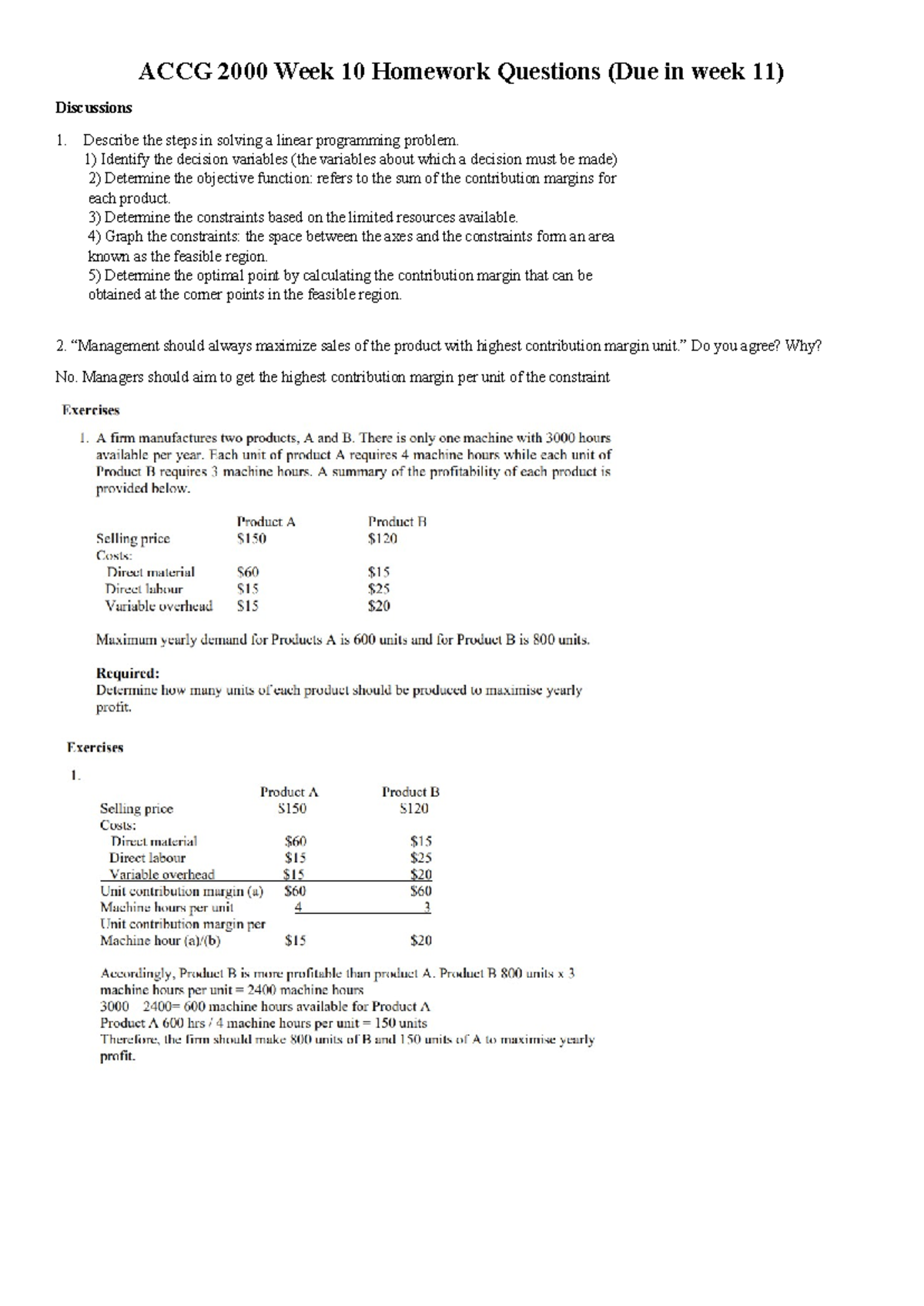 ACCG 2000 materials - ACCG 2000 Week 10 Homework Questions (Due in week 11) Discussions 1 ...