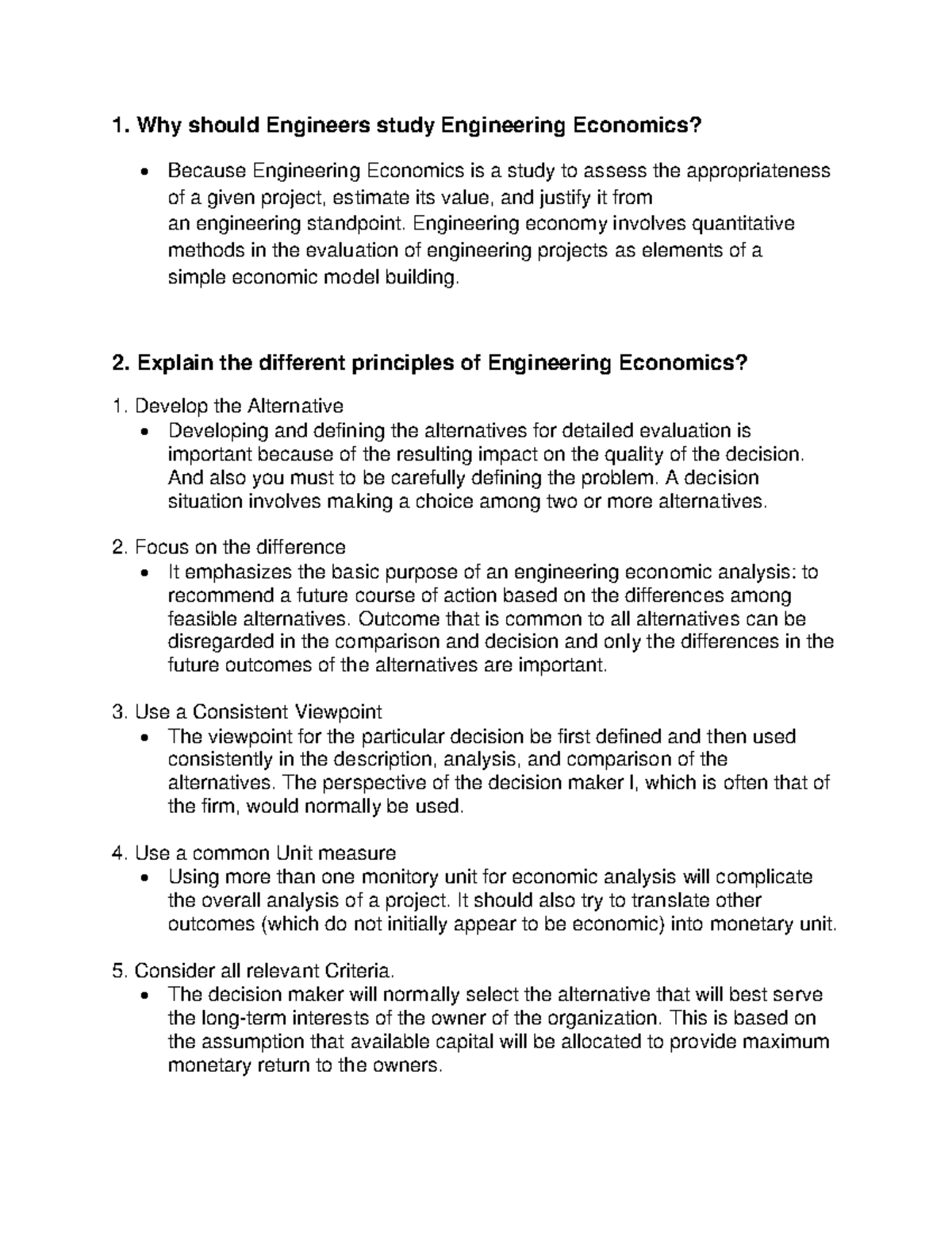 Why should Engineers study Engineering Economics - 1. Why should ...