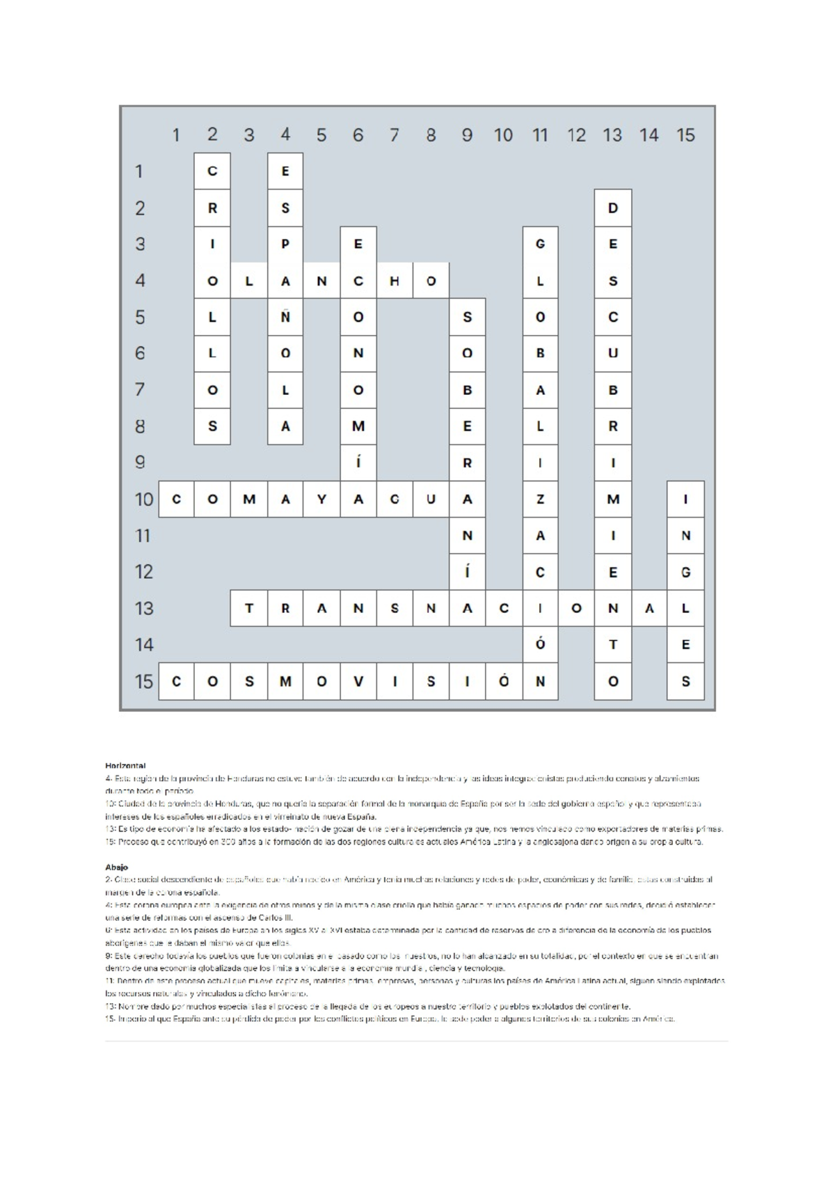 actividad 20 crusigrama sobre francisco morazan historia de honduras unah - 1 2345678910 11 12 ...
