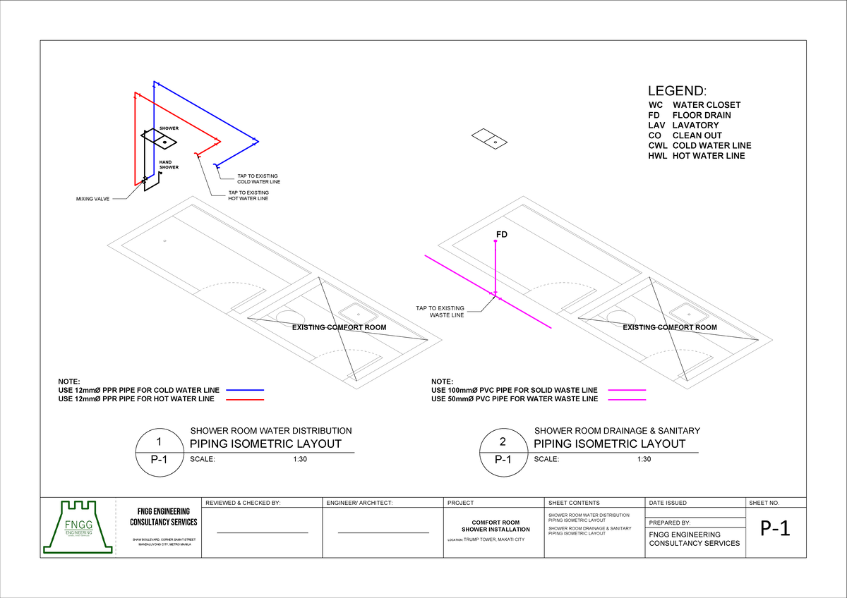 CR P-1 - NOTE: USE 12mmØ PPR PIPE FOR COLD WATER LINE USE 12mmØ PPR ...