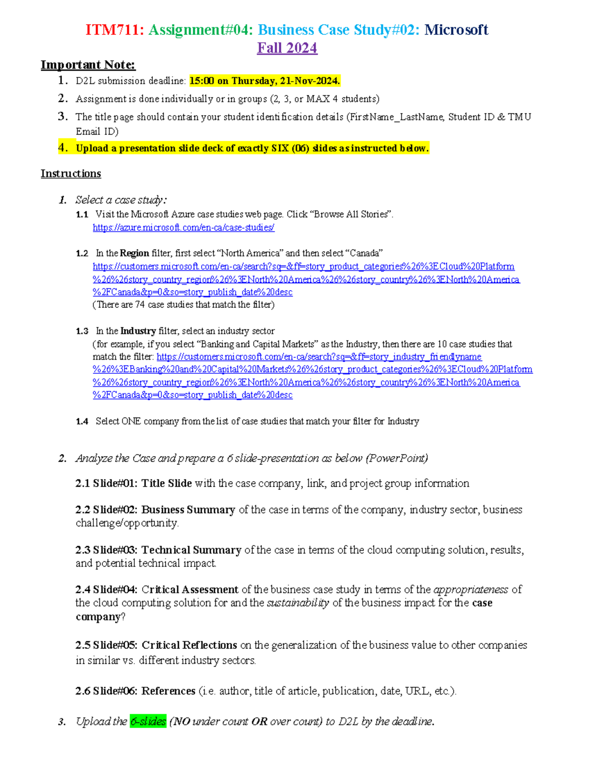 ITM711 F2024 Cloud Computing Assignment#04 - ITM711: Assignment#04: Business Case Study#02 ...
