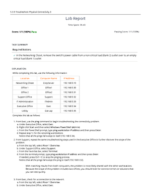 4.9.6 Troubleshoot IP Configuration 1 - Passing Score: 8/8 (100%) 4.9 Troubleshoot IP ...