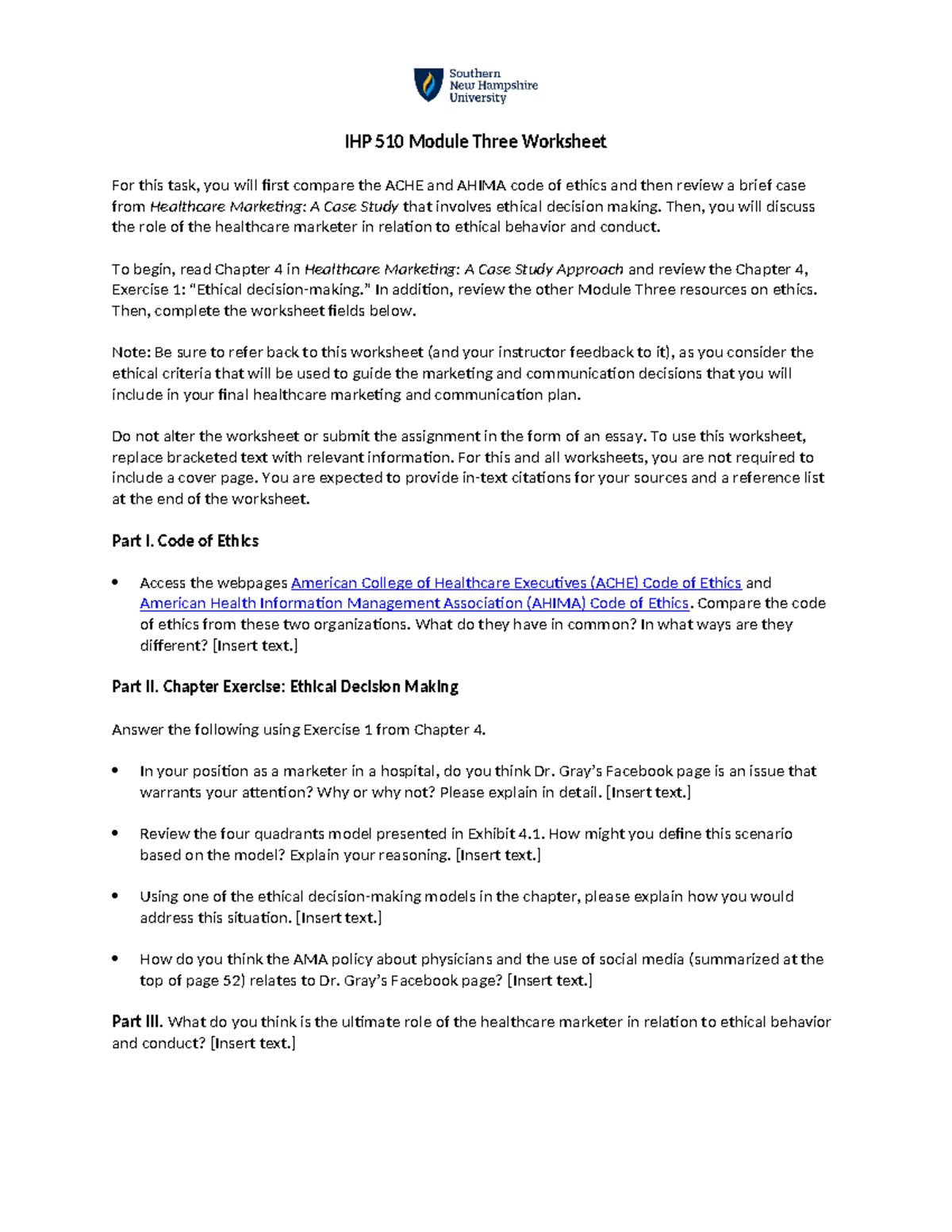 IHP 510 Module Three Worksheet-3 - IHP 510 Module Three Worksheet For ...