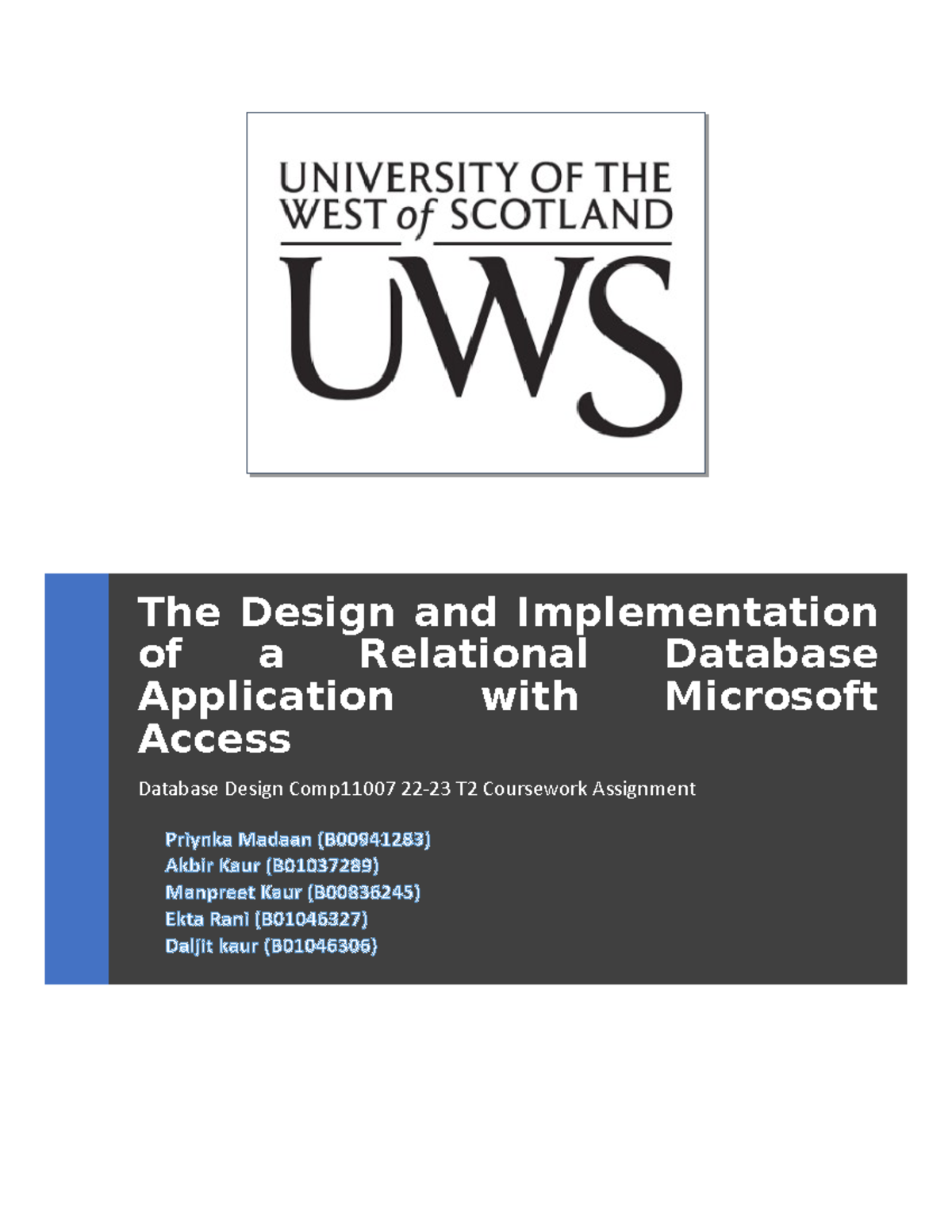Priynka Madaan Vehicle Maintenance - The Design and Implementation of a Relational Database ...