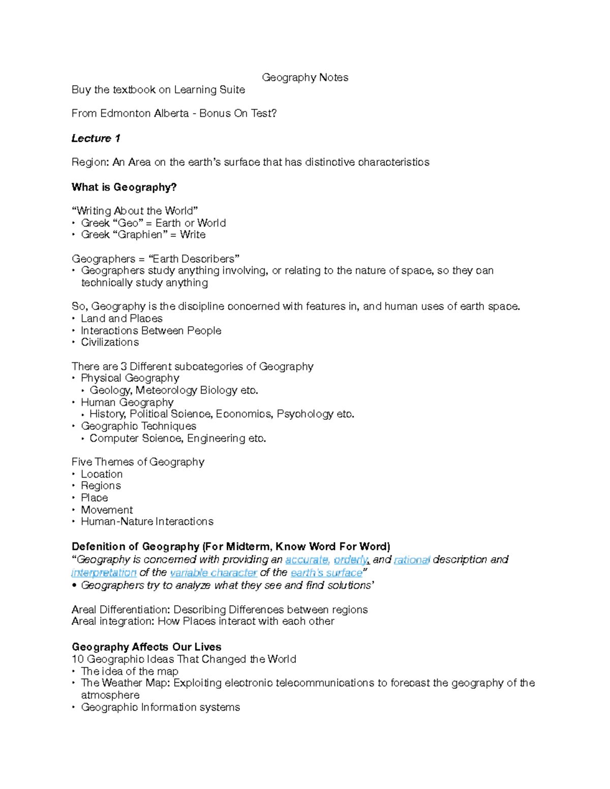 Geography Notes - Geography Notes Buy the textbook on Learning Suite ...