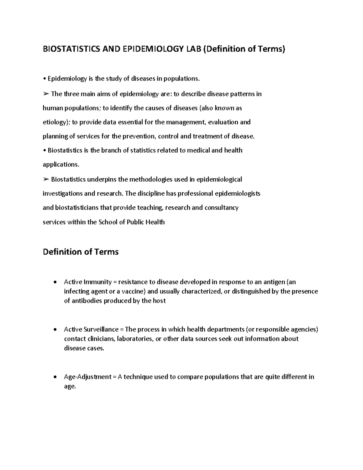 Biostatistics Definition OF Terms - BIOSTATISTICS AND EPIDEMIOLOGY LAB ...