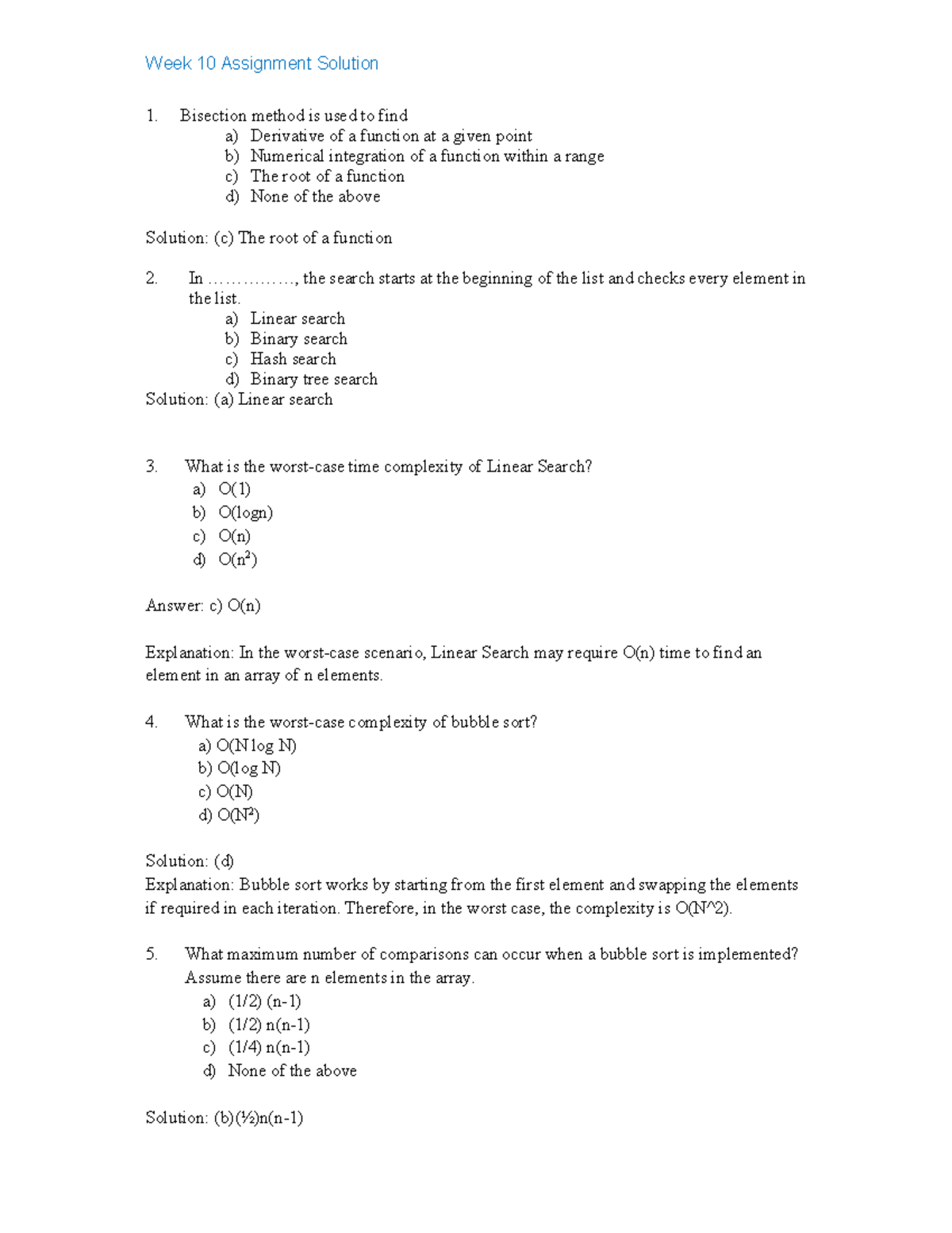 Week 10 july 2023 - nptel answers - Week 10 Assignment Solution Bisection method is used to find ...