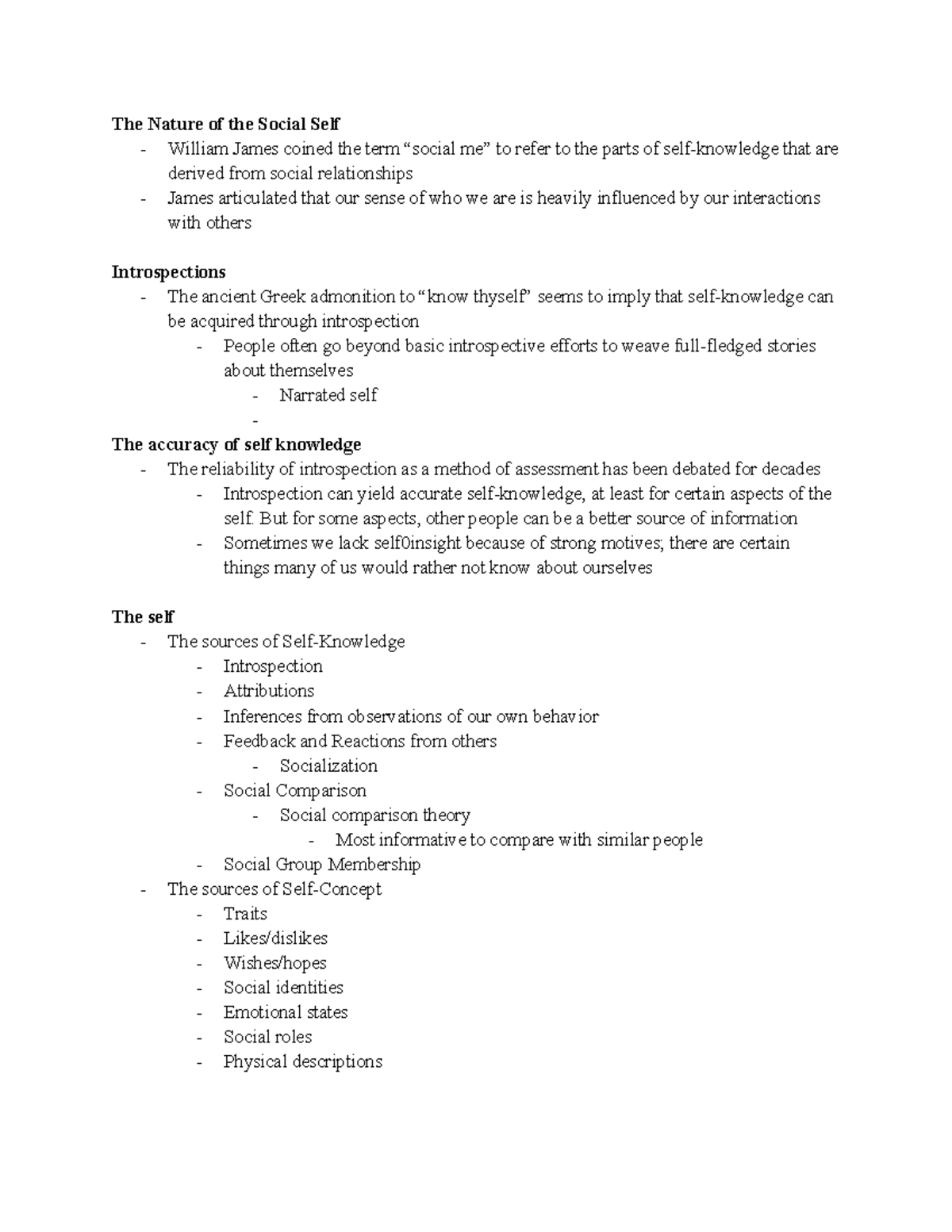 PSY 260 CH 3 The Social Self - The Nature of the Social Self - William ...