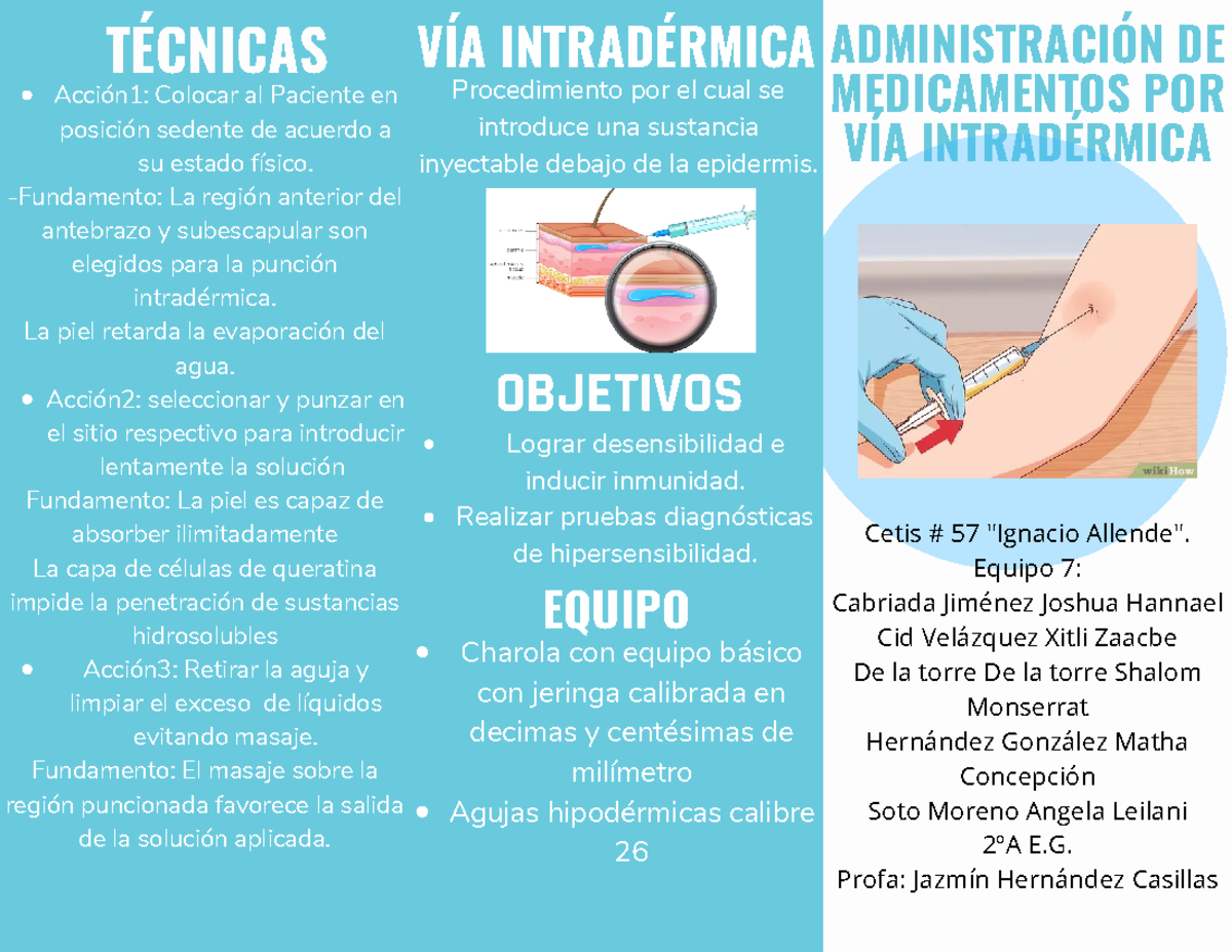 Administracion de de medicamentos por vía intradérmica - ADMINISTRACIÓN ...