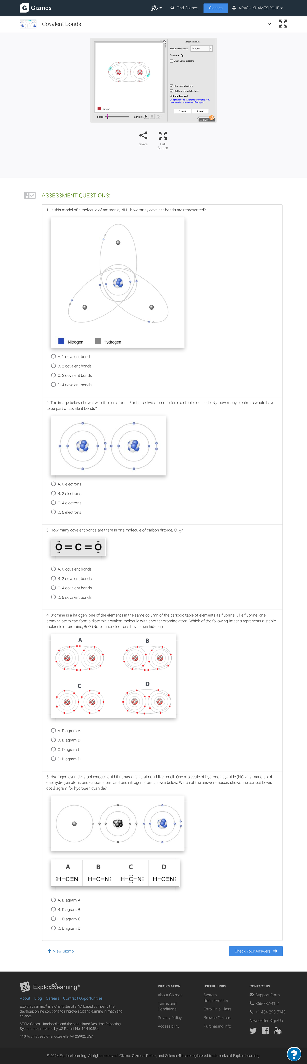Covalent Bonds Gizmo Explore Learning - Covalent Bonds © 2024 ...