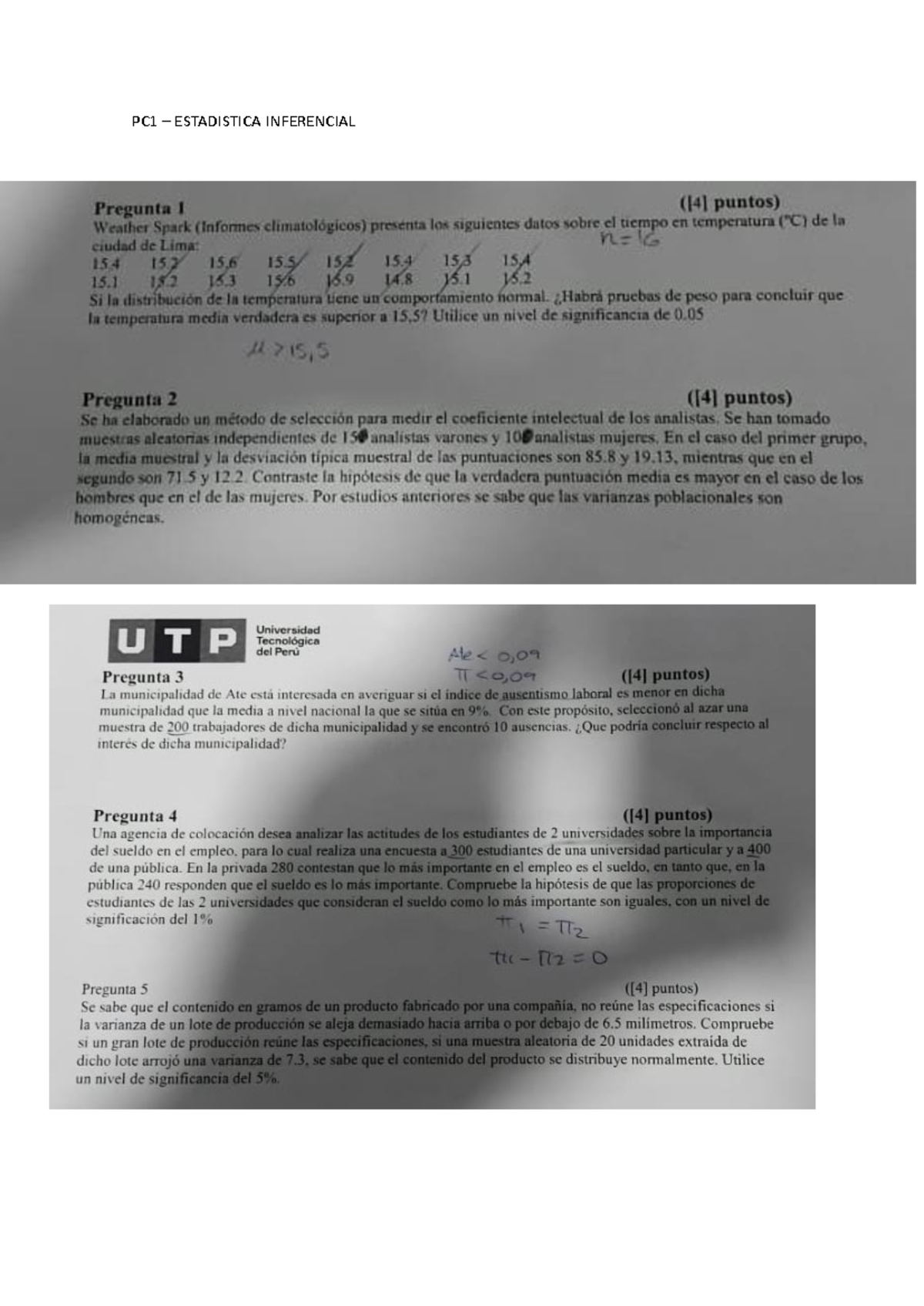 PC2 - Estadistica Inferencial PDF - PC1 ESTADISTICA INFERENCIAL Pregunta I puntos) Weather Spark ...