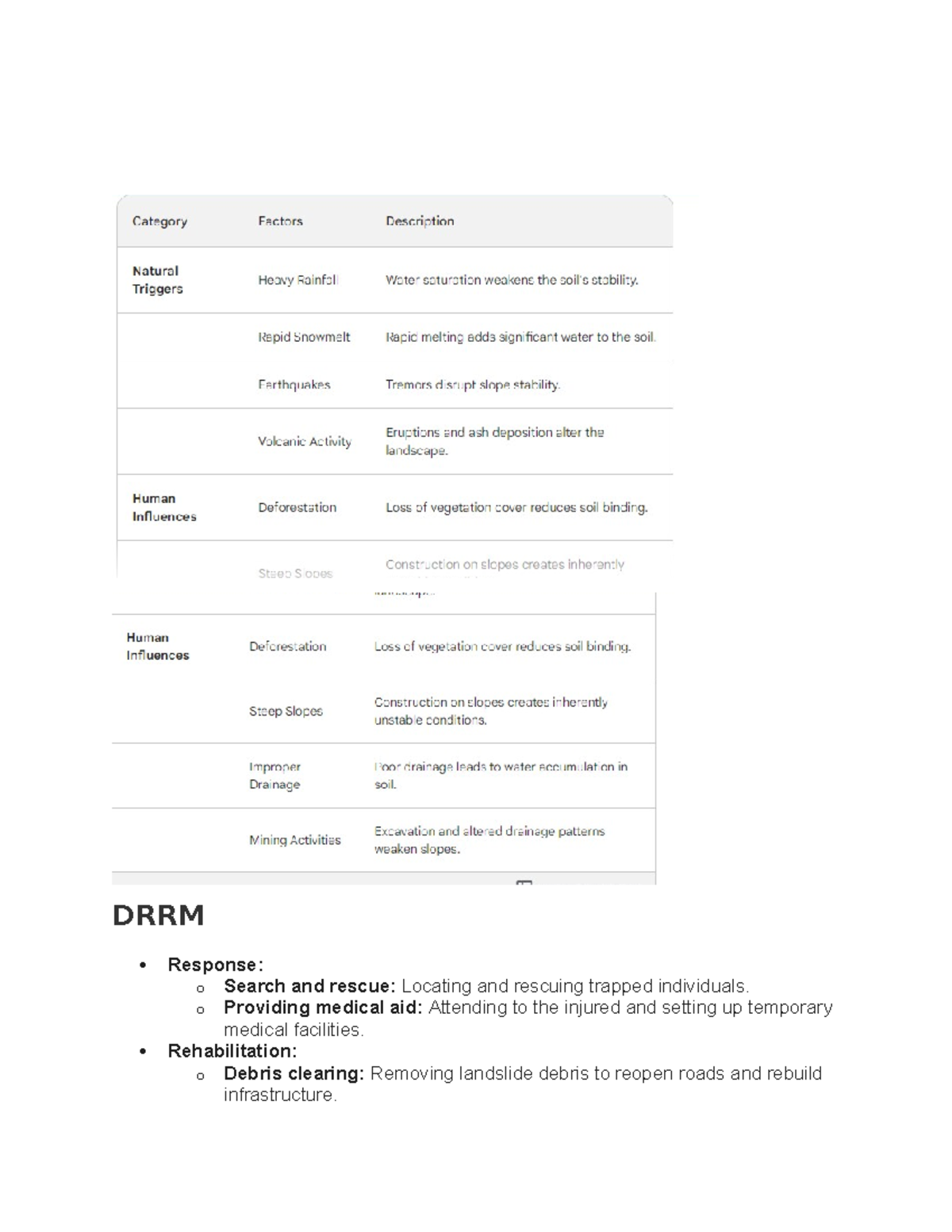 Script - DRRM SCIPT FOR CFE REPORT - DRRM Response: o Search and rescue: Locating and rescuing ...
