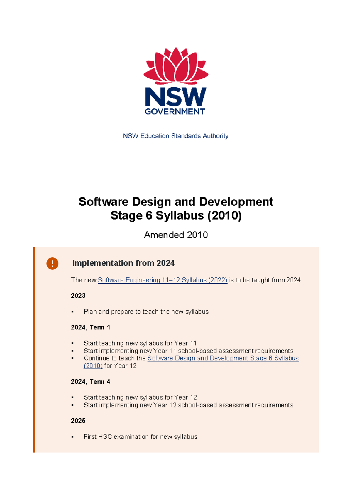 2024 watermarked software design and development stage 6 syllabus 2010 - Software Design and ...