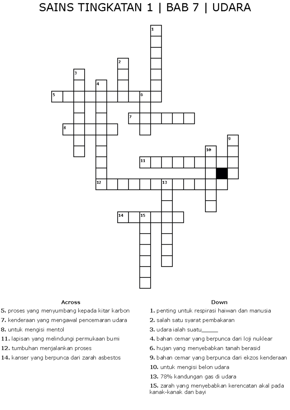 Sains Tingkatan 1 puzzle BAB 7 Udara - SAINS TINGKATAN 1 | BAB 7 ...