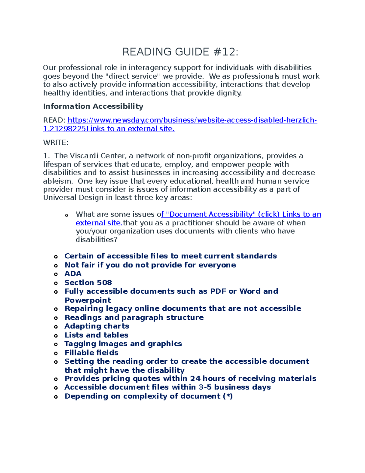 Reading Guide 12 - READING GUIDE #12: Our professional role in interagency support for ...