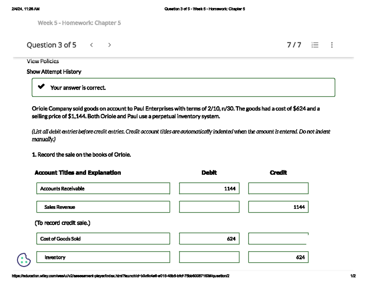 Week 5 Homework Question 3 Record Sale And Purchase - ACC 100 - Studocu