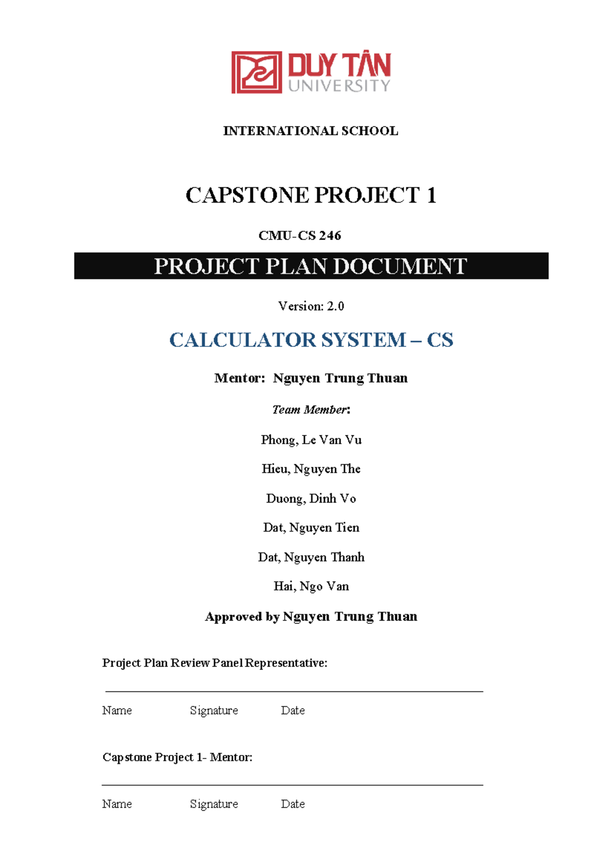 Projetc PLAN Document - Ver2 - INTERNATIONAL SCHOOL CAPSTONE PROJECT 1 ...