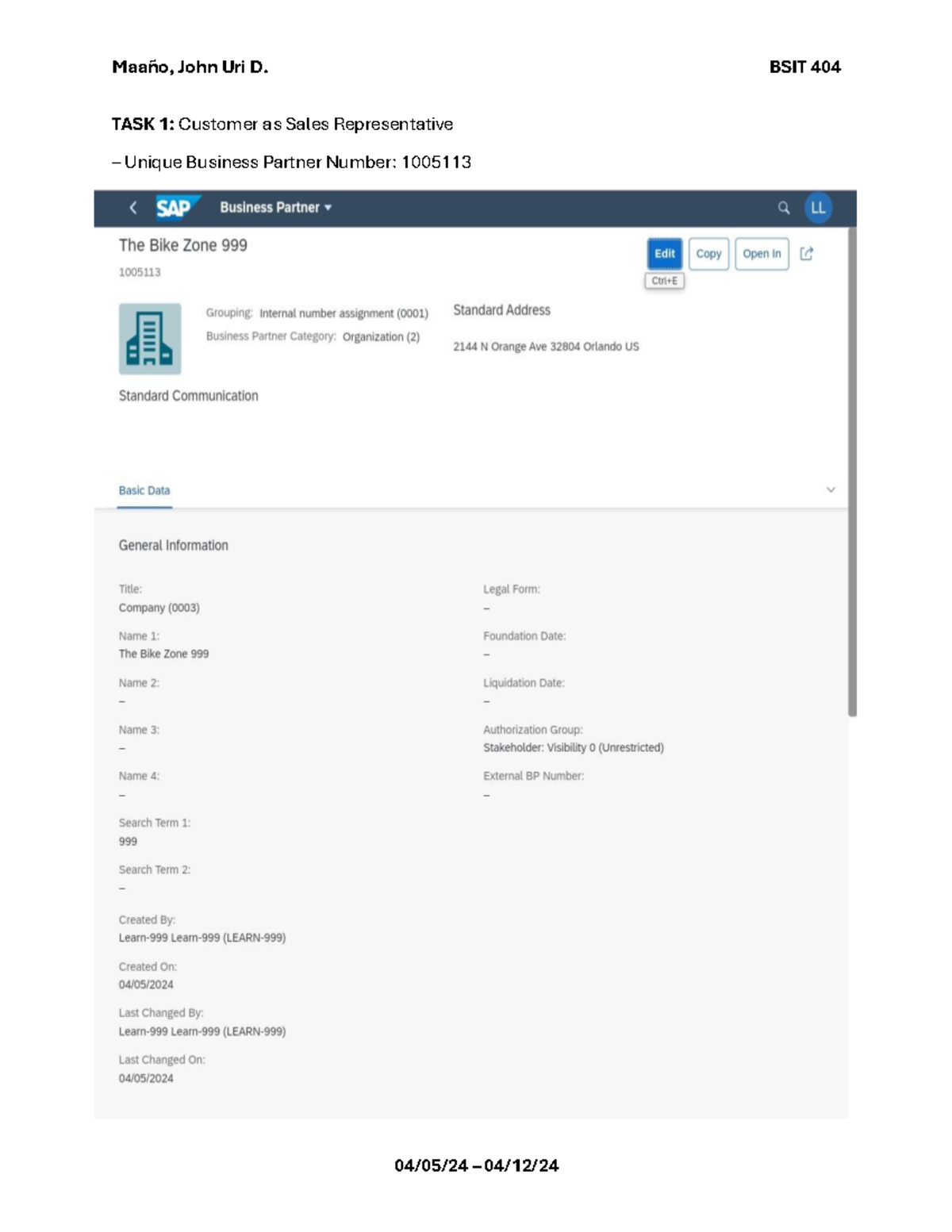 03 Laboratory Exercise 1 - TASK 1: Customer as Sales Representative ...